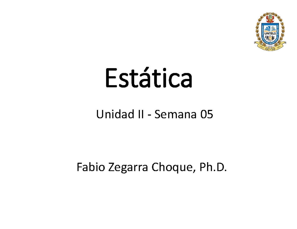 Estática: Pares Equivalentes y Equilibrio en Dos Dimensiones (2024-II ...