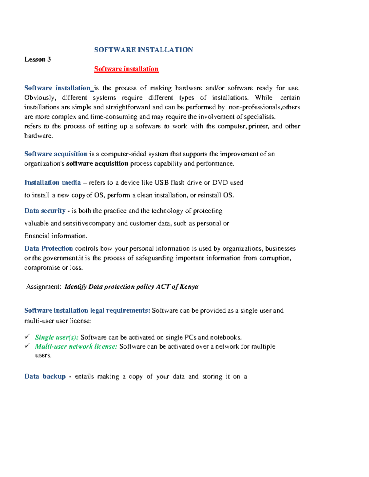 Installation Computer Software - SOFTWARE INSTALLATION Lesson 3 ...
