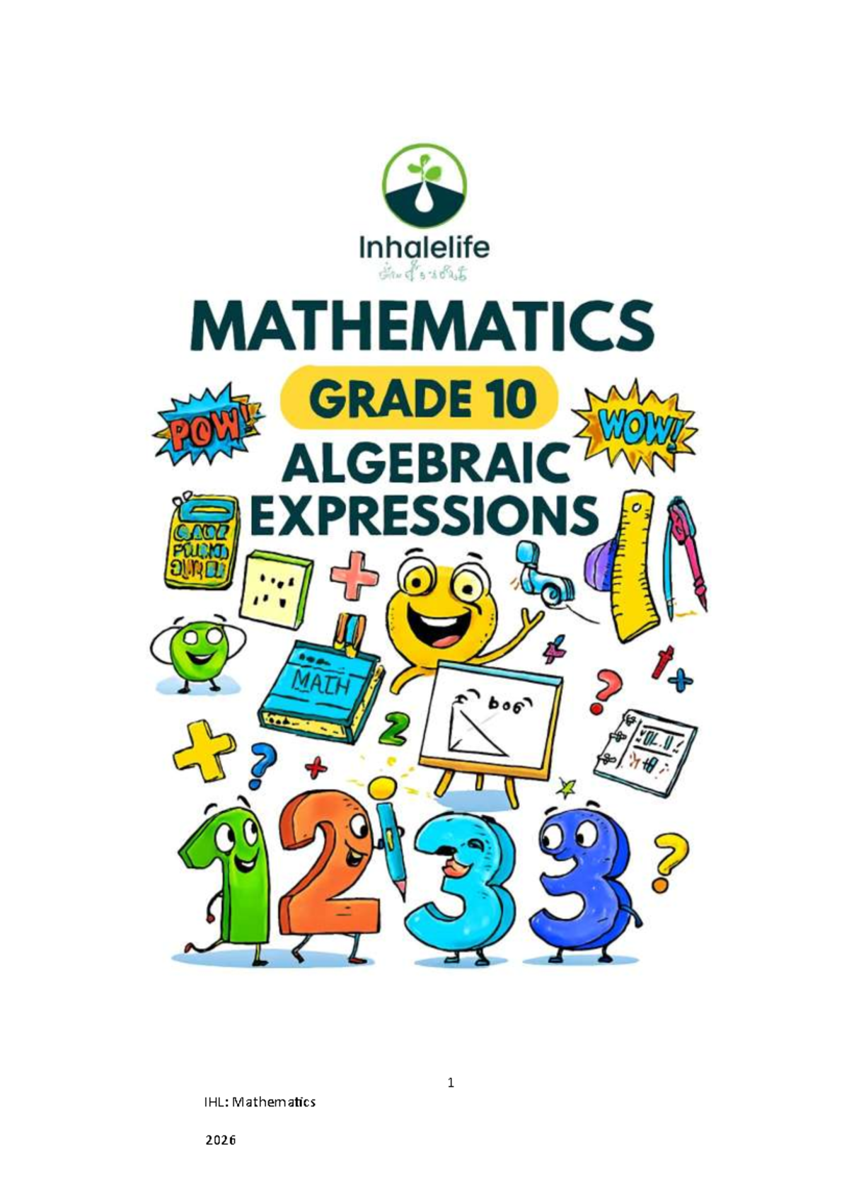 IHL: Mathematics 2026 - Grade 10 Algebraic Expressions Study Notes ...