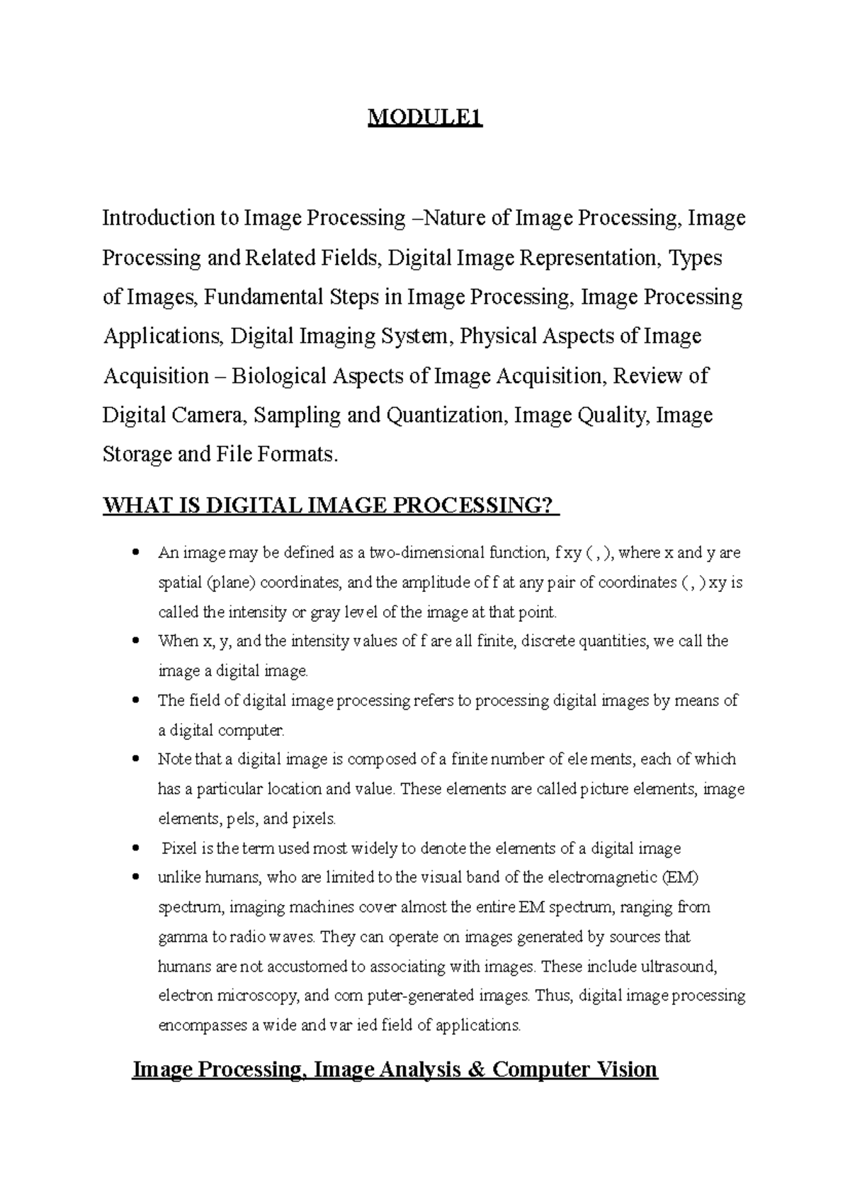 MODULE1 Digital Image Processing: Concepts, Techniques, and ...