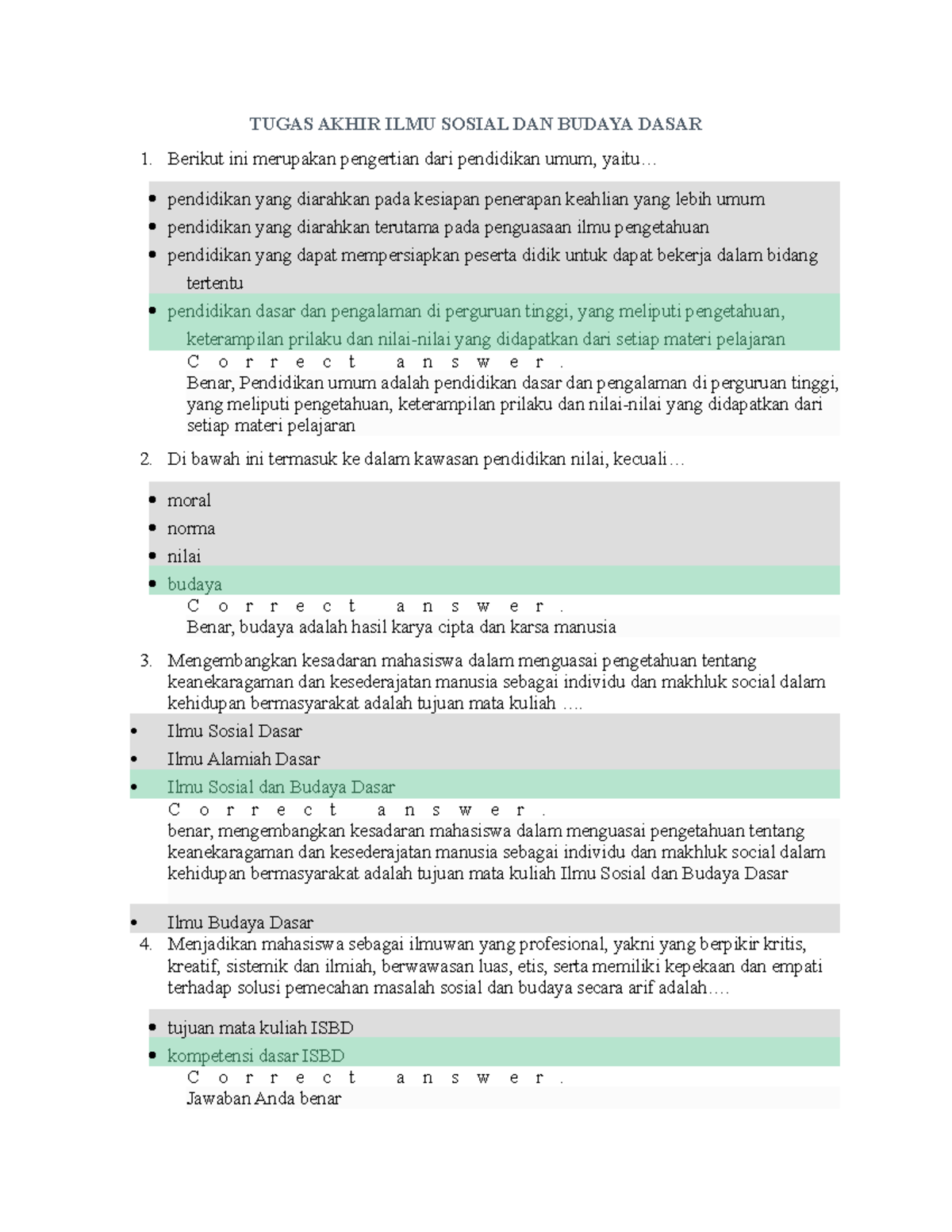 Tugas Akhir: ISBD - Ilmu Sosial dan Budaya Dasar - Studocu