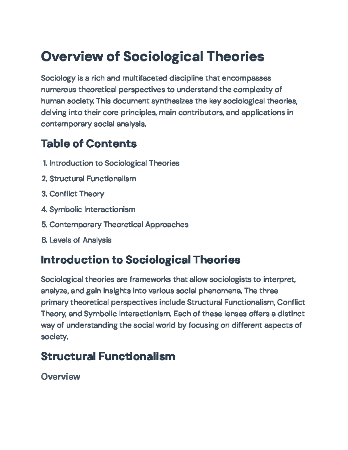 Sociology 101: Overview of Key Sociological Theories & Approaches - Studocu