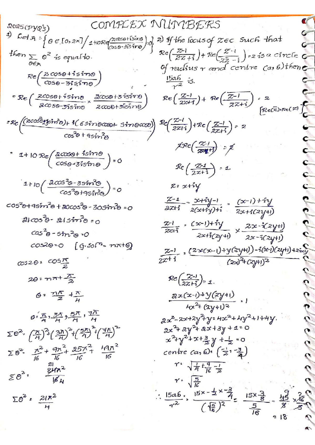Complex Numbers PYQs - Maths Short Questions and Solutions - Studocu