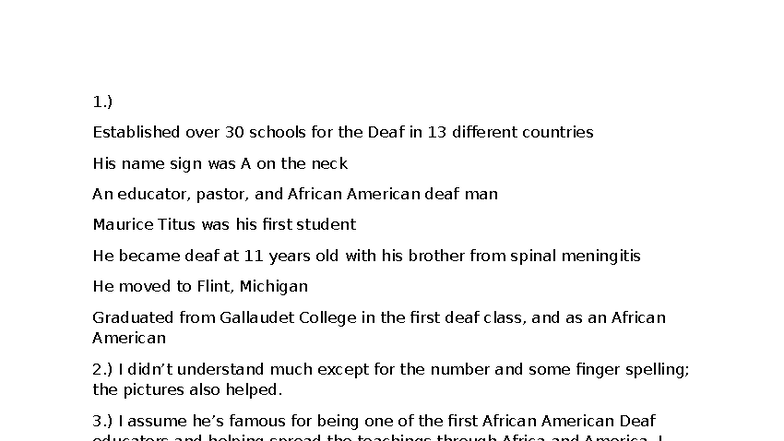 Andrew Foster: Pioneering African American Deaf Educator - Studocu