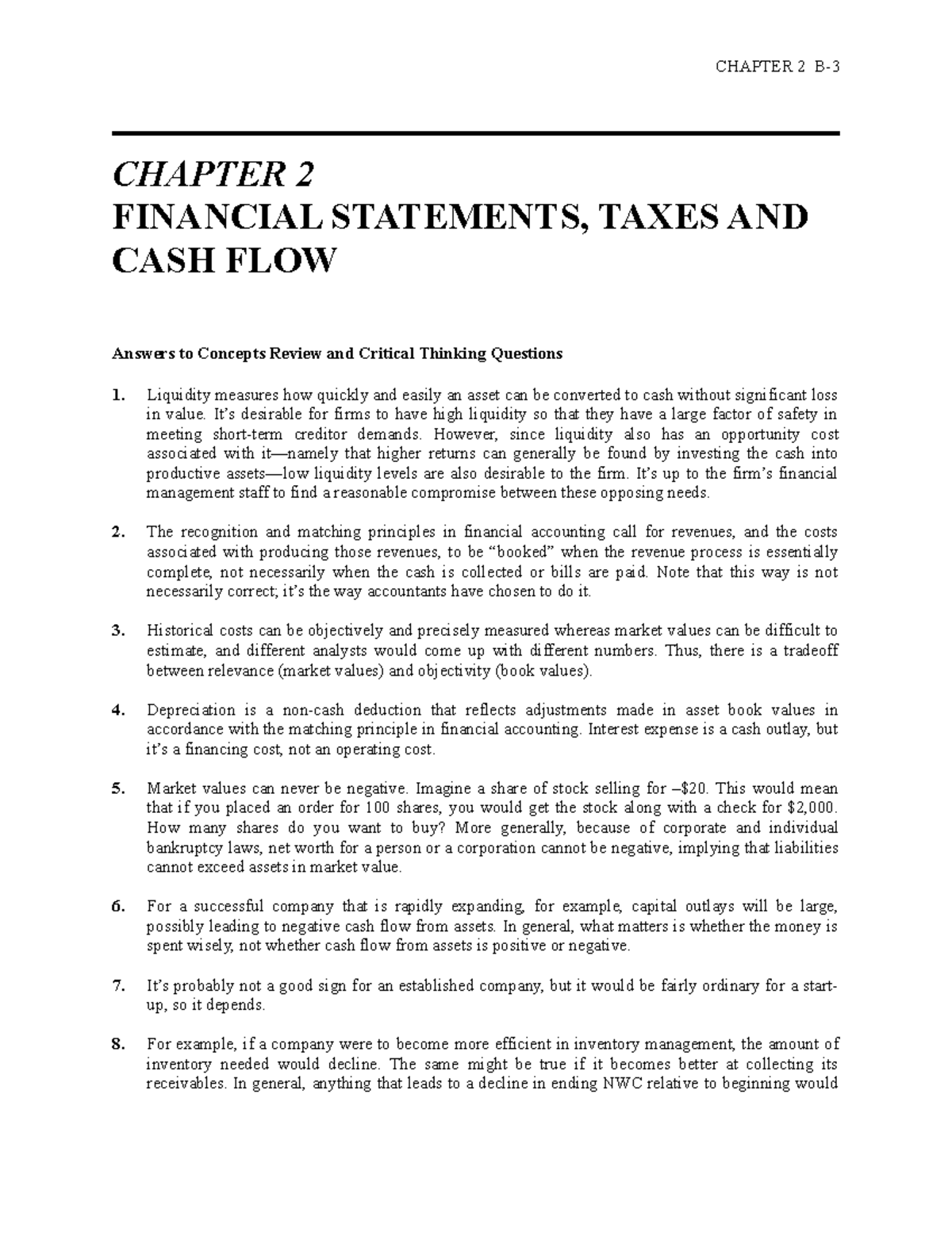 Chapter 2 Financial Statements Taxes And Cash Flow Solutions Studocu