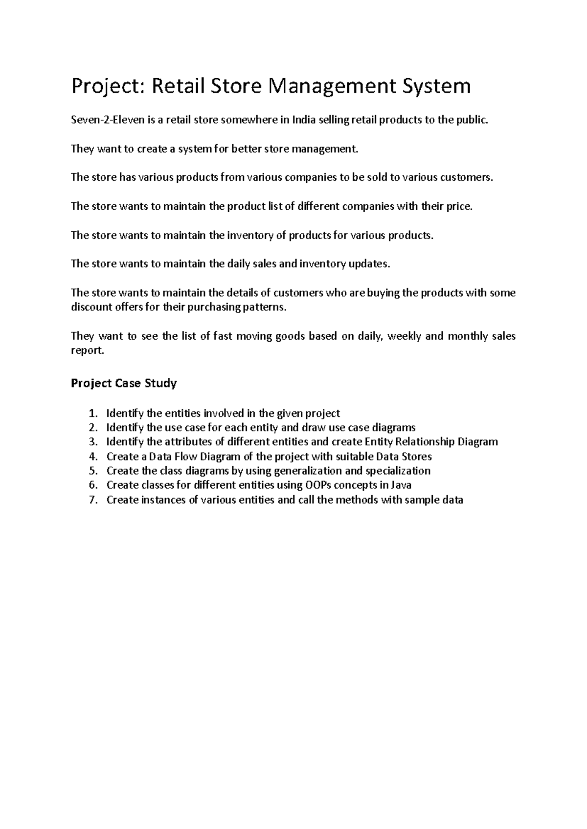 03.Case Study: Retail Store Management System Overview - Studocu