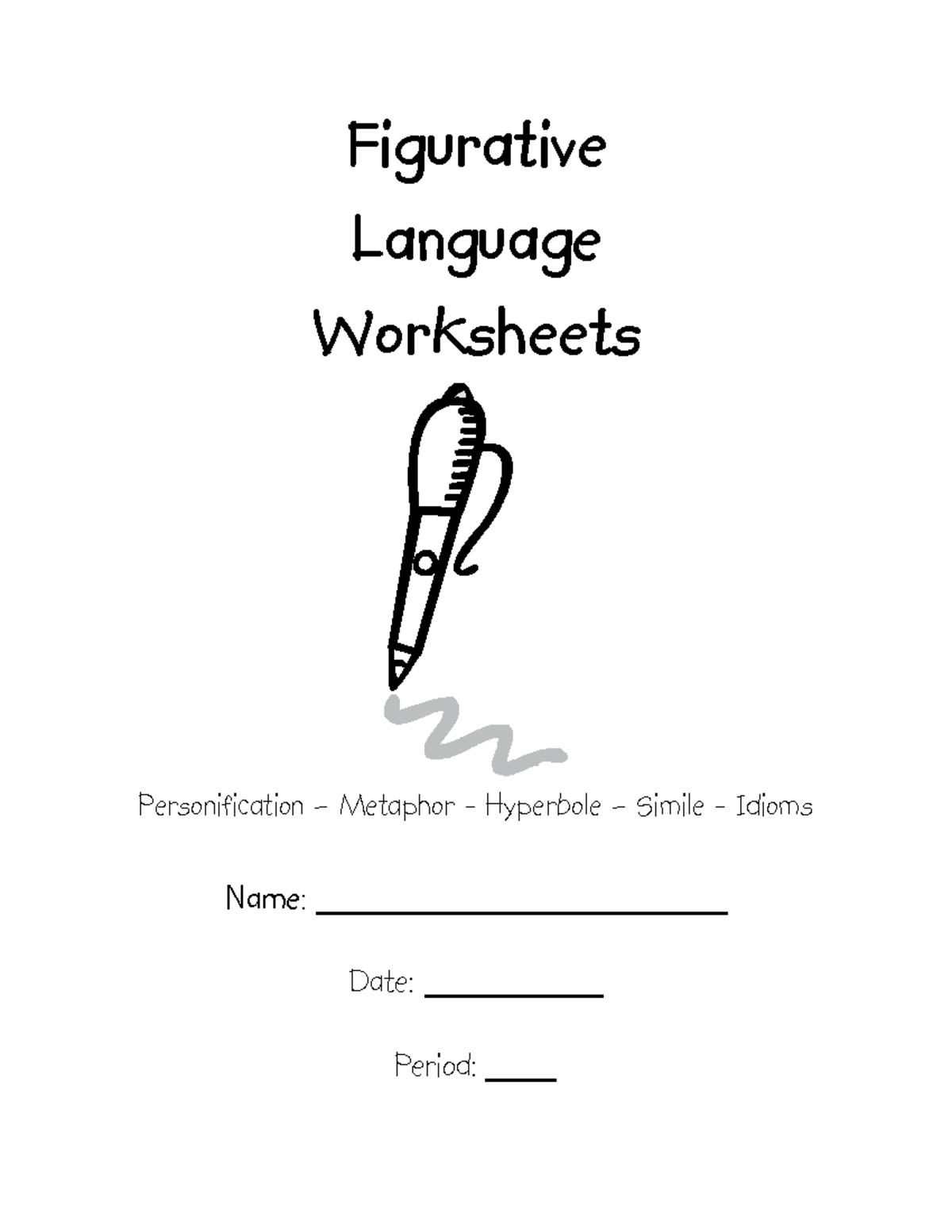 Figurative Language Worksheets: Practice with Similes, Metaphors, and ...