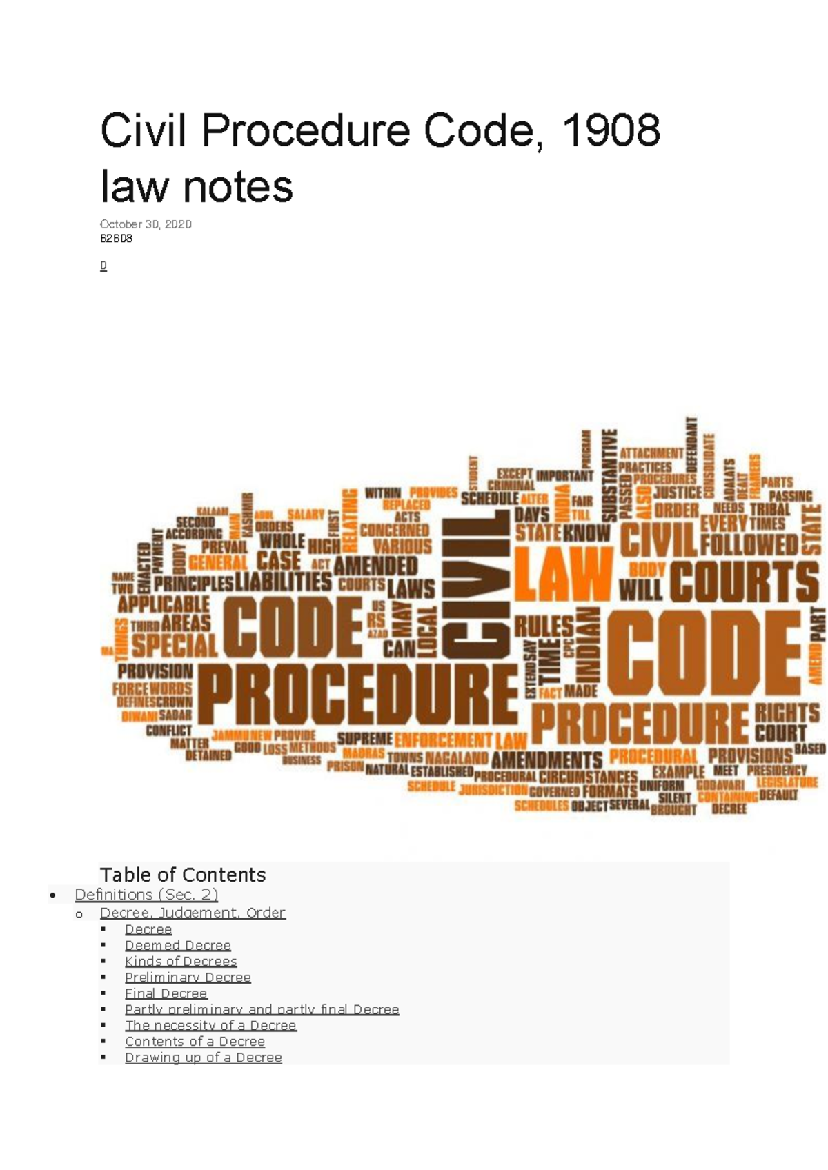 CPC 1908 Civil Procedure Notes and Key Concepts Overview - Studocu