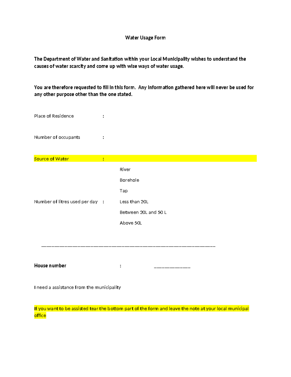 2Waterform - CAT - Water Usage Form The Department of Water and ...