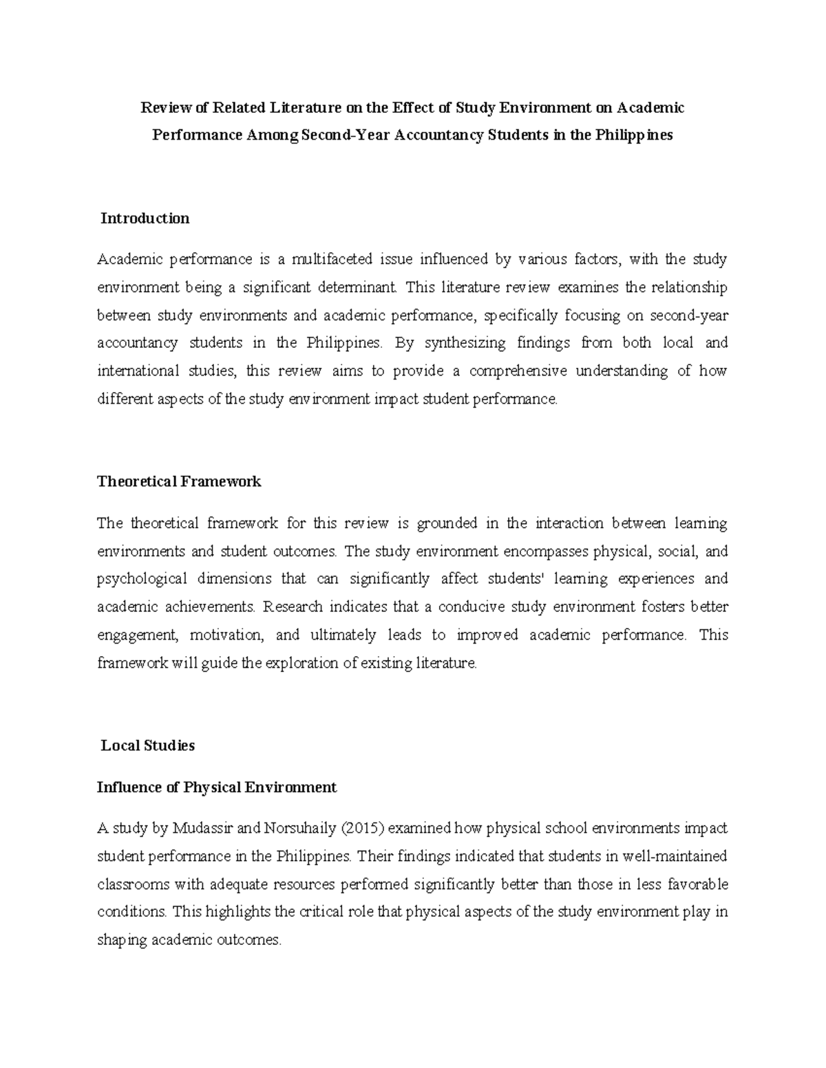 RRL-Technical-Writing: Study Environment Impact on Accountancy Students ...