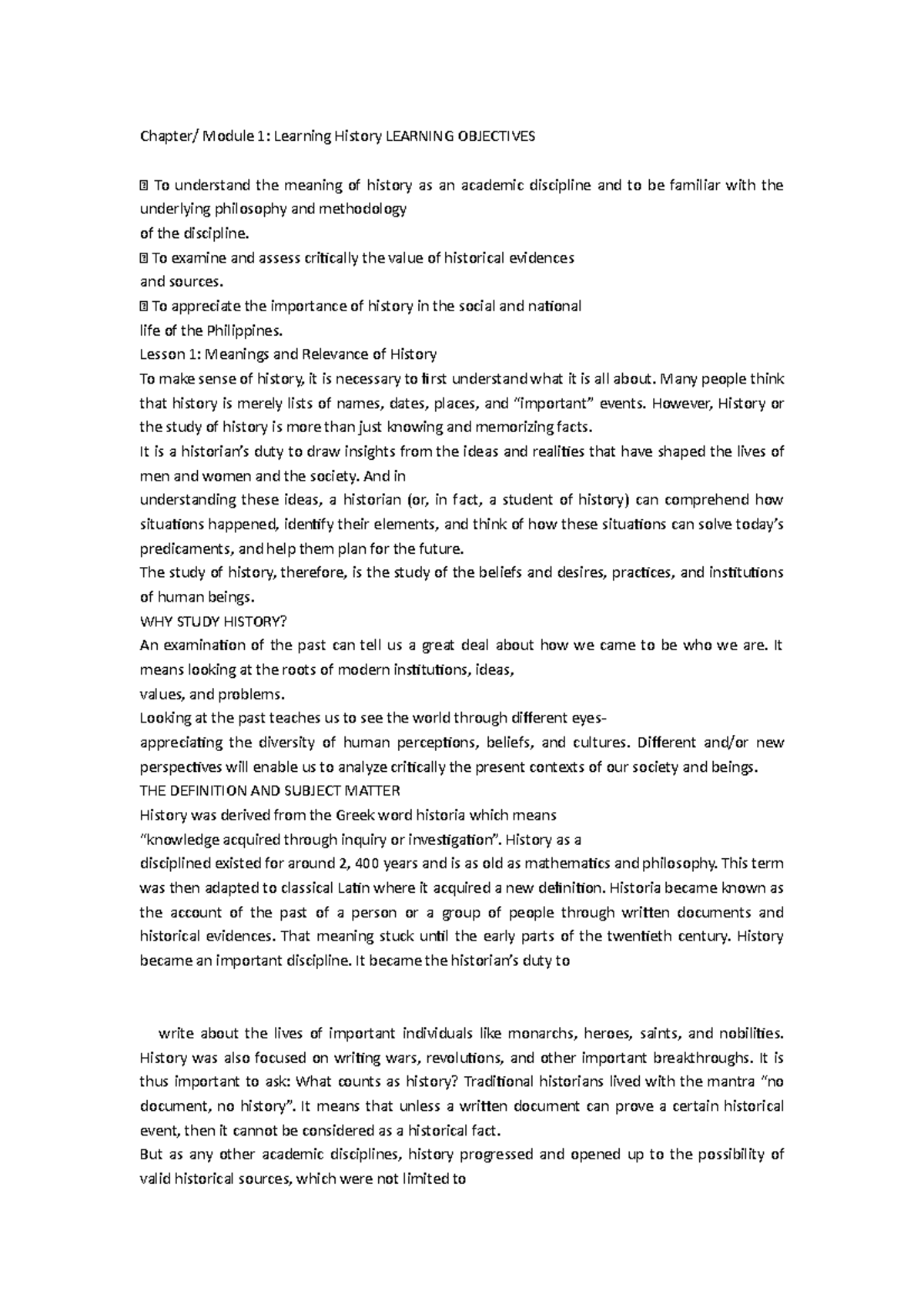 Chapter Module 1 - To examine and assess critically the value of ...