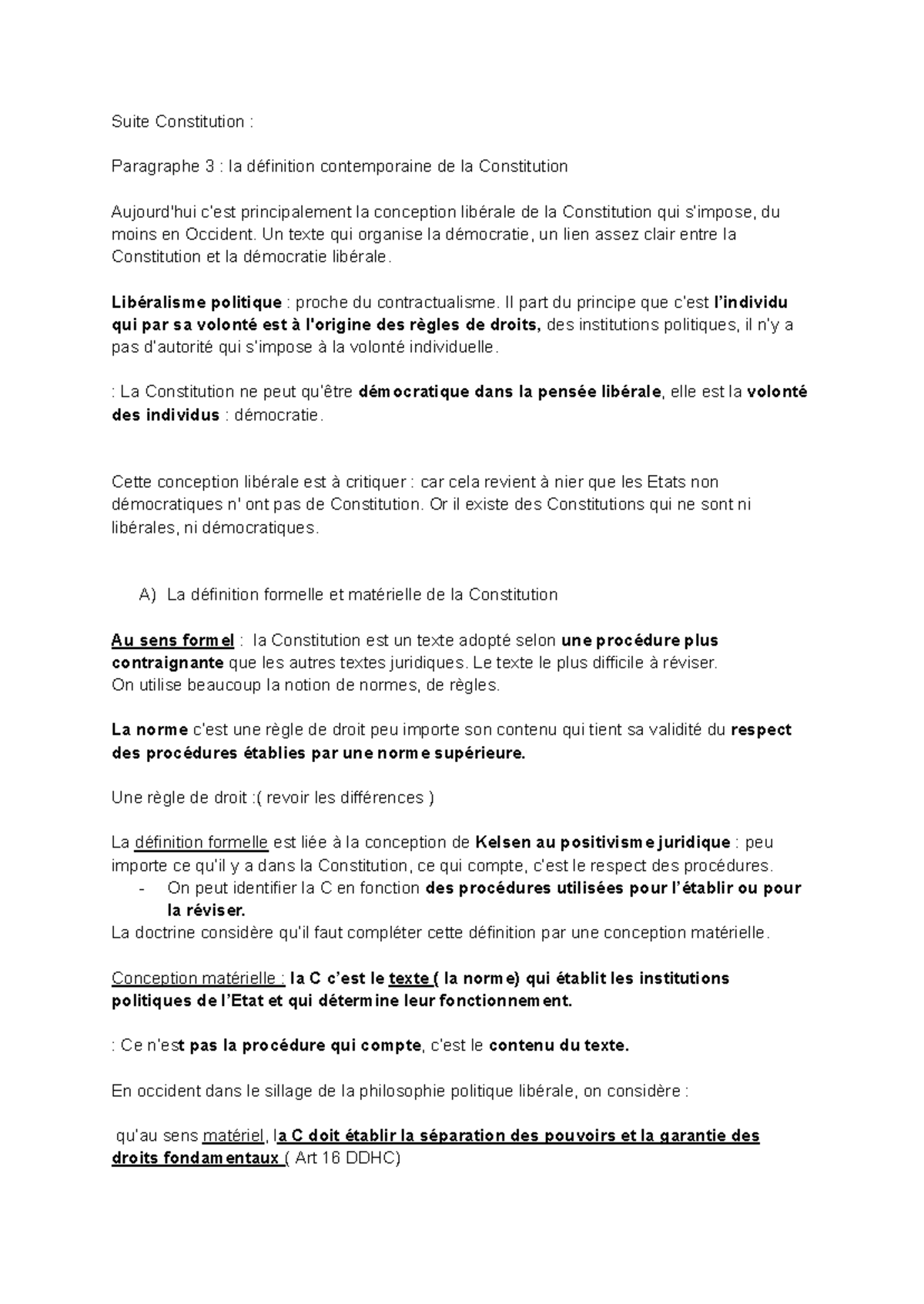 CM 5 Droit Constit : La Définition Contemporaine de la Constitution ...