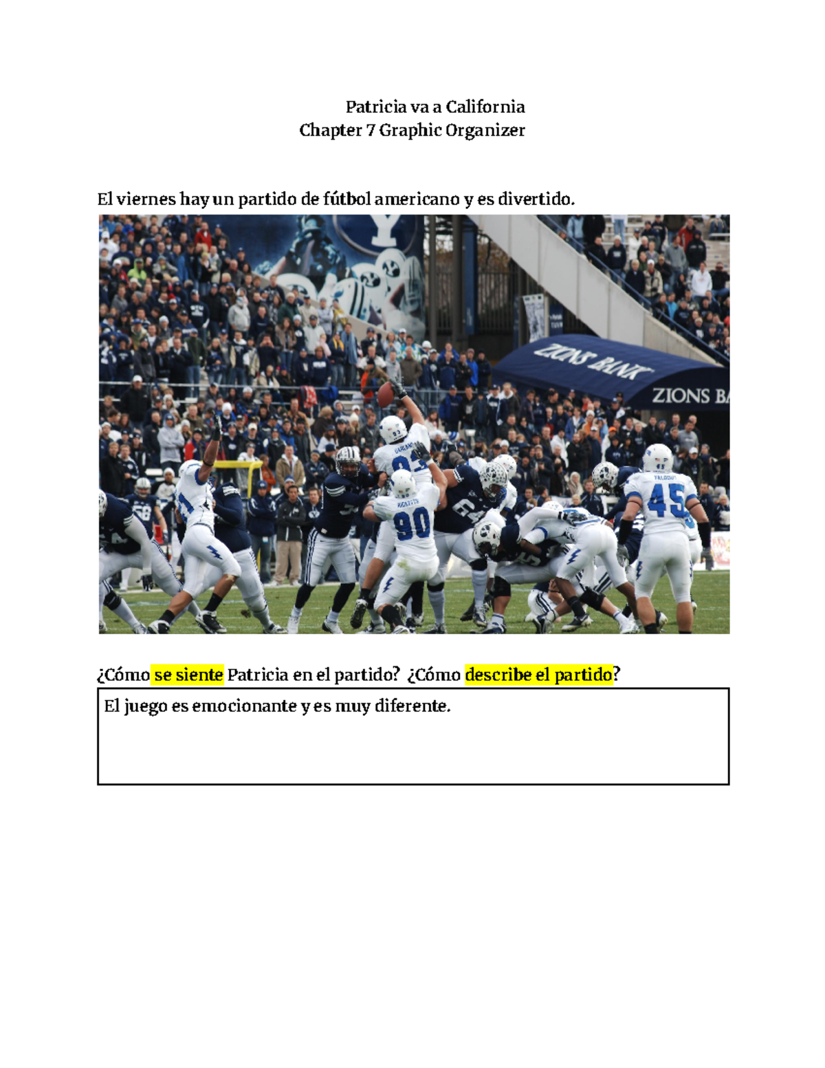 Patricia Ch7 GO Key - Patricia va a California Chapter 7 Graphic ...