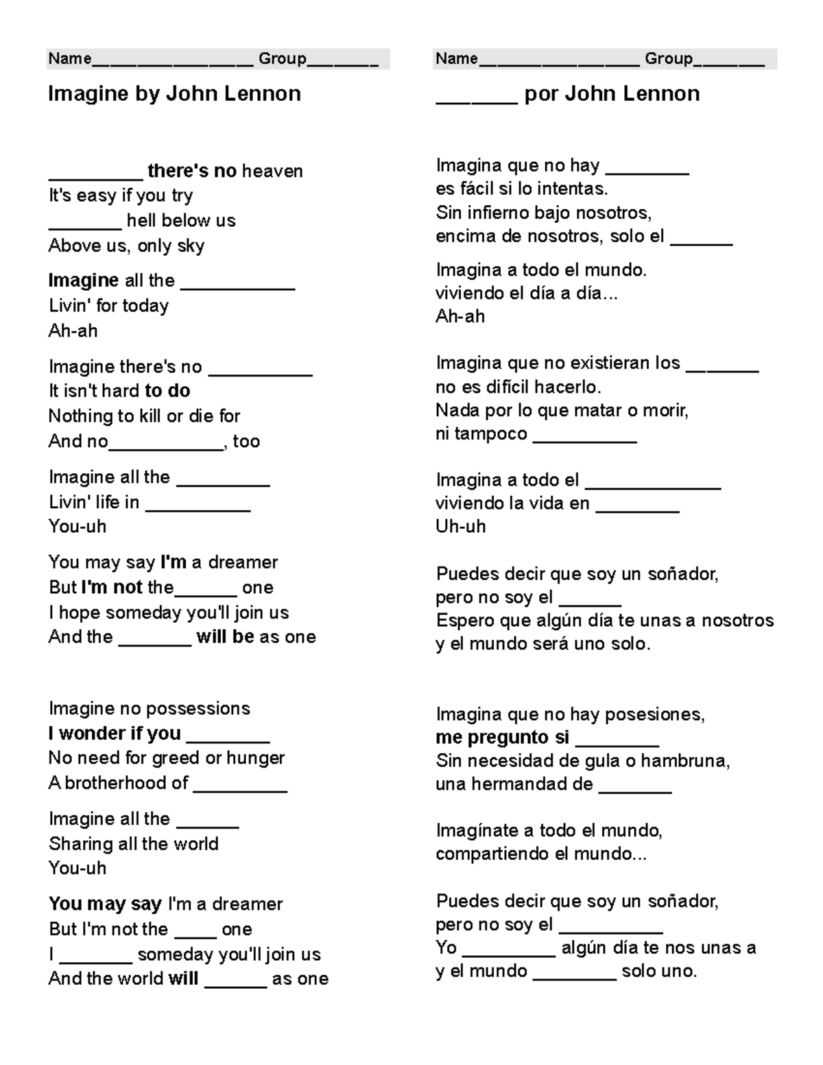Imagine by John Lennon: Lyrics Analysis and Reflection - Studocu