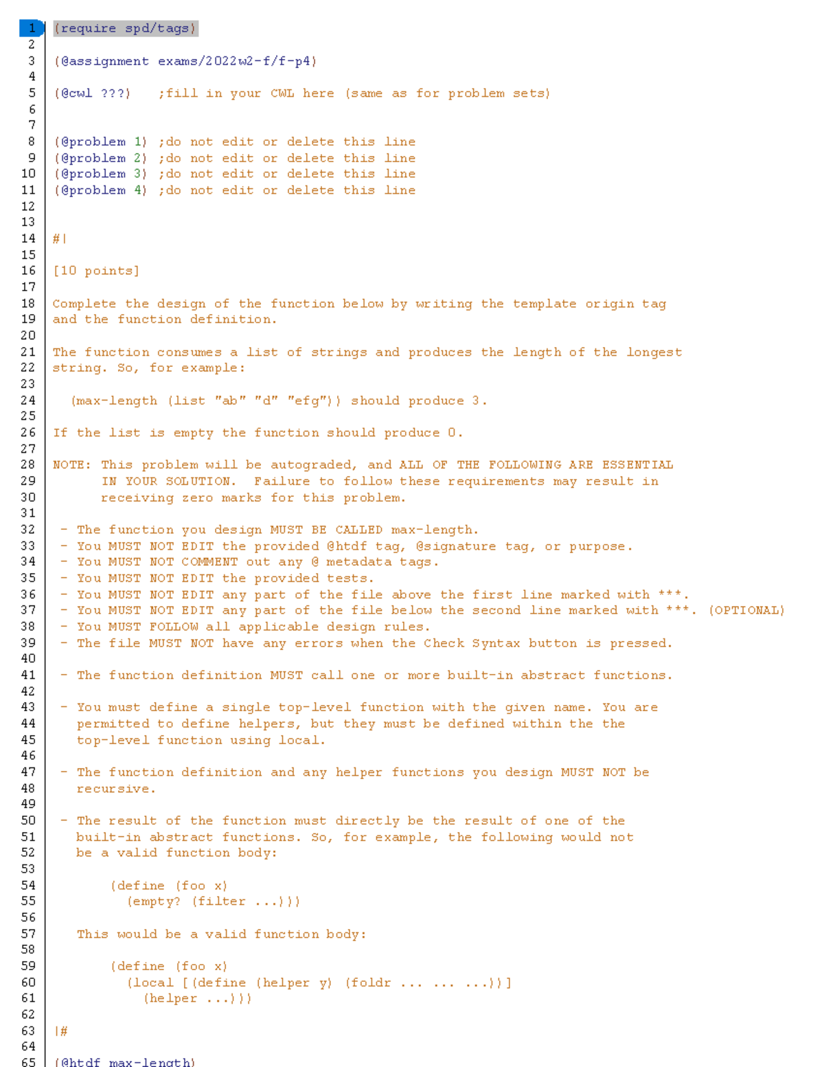 CPSC 110 2022 Final Project 4: Longest String Function Design - Studocu