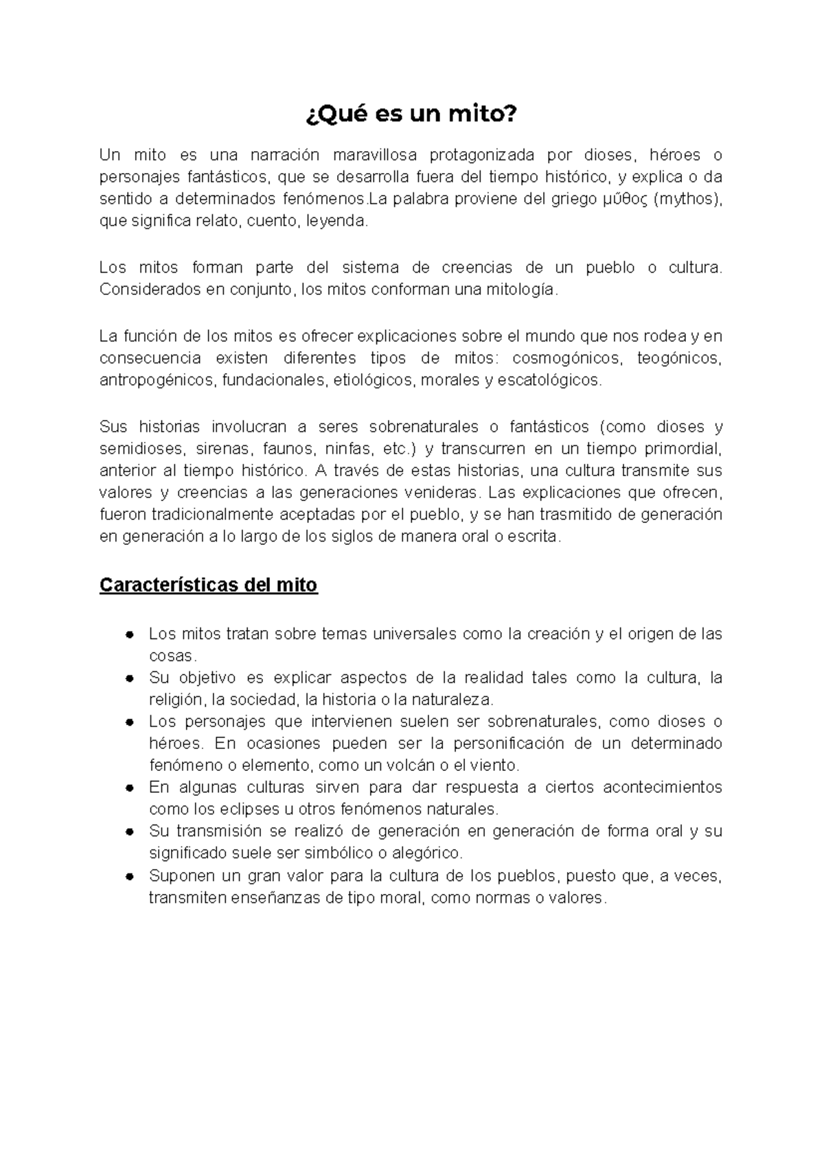 Concepto de Mito: Definición, Función y Características Importantes ...
