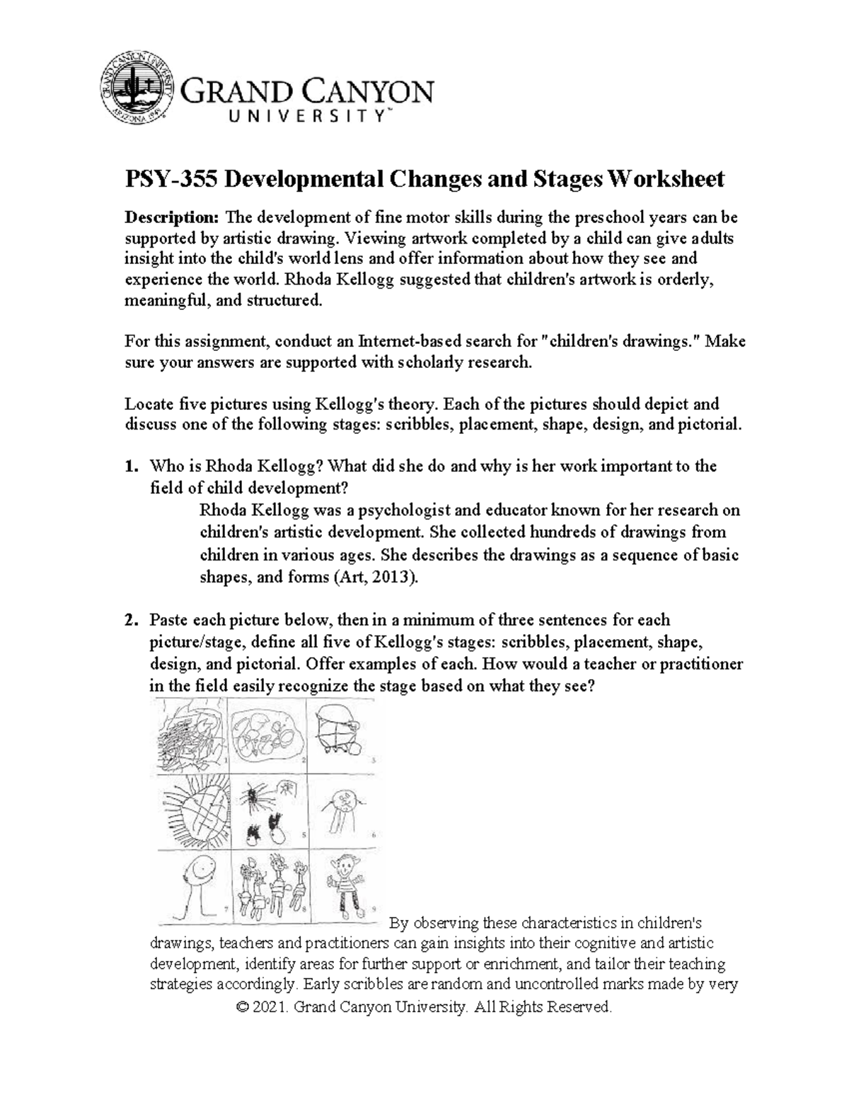 PSY 355 RS Developmental Changes & Stages Worksheet Overview - Studocu