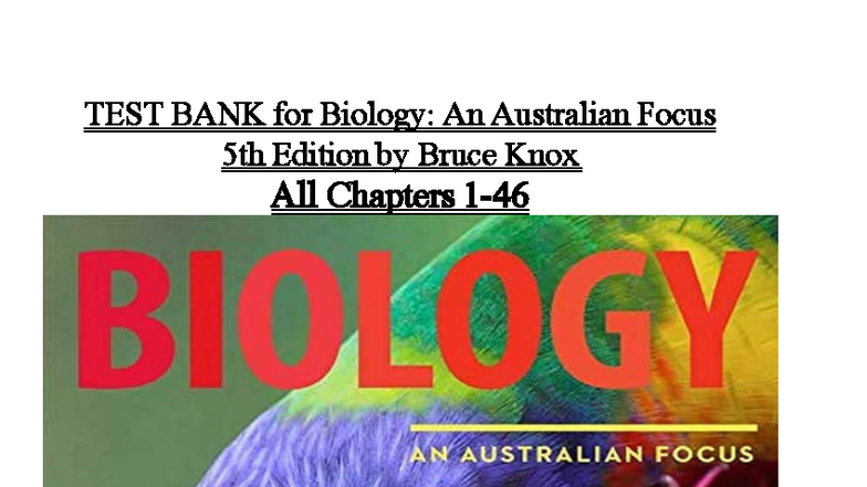 Biology Test Bank (BIO101) - Australian Focus 5th Ed. All Chapters ...