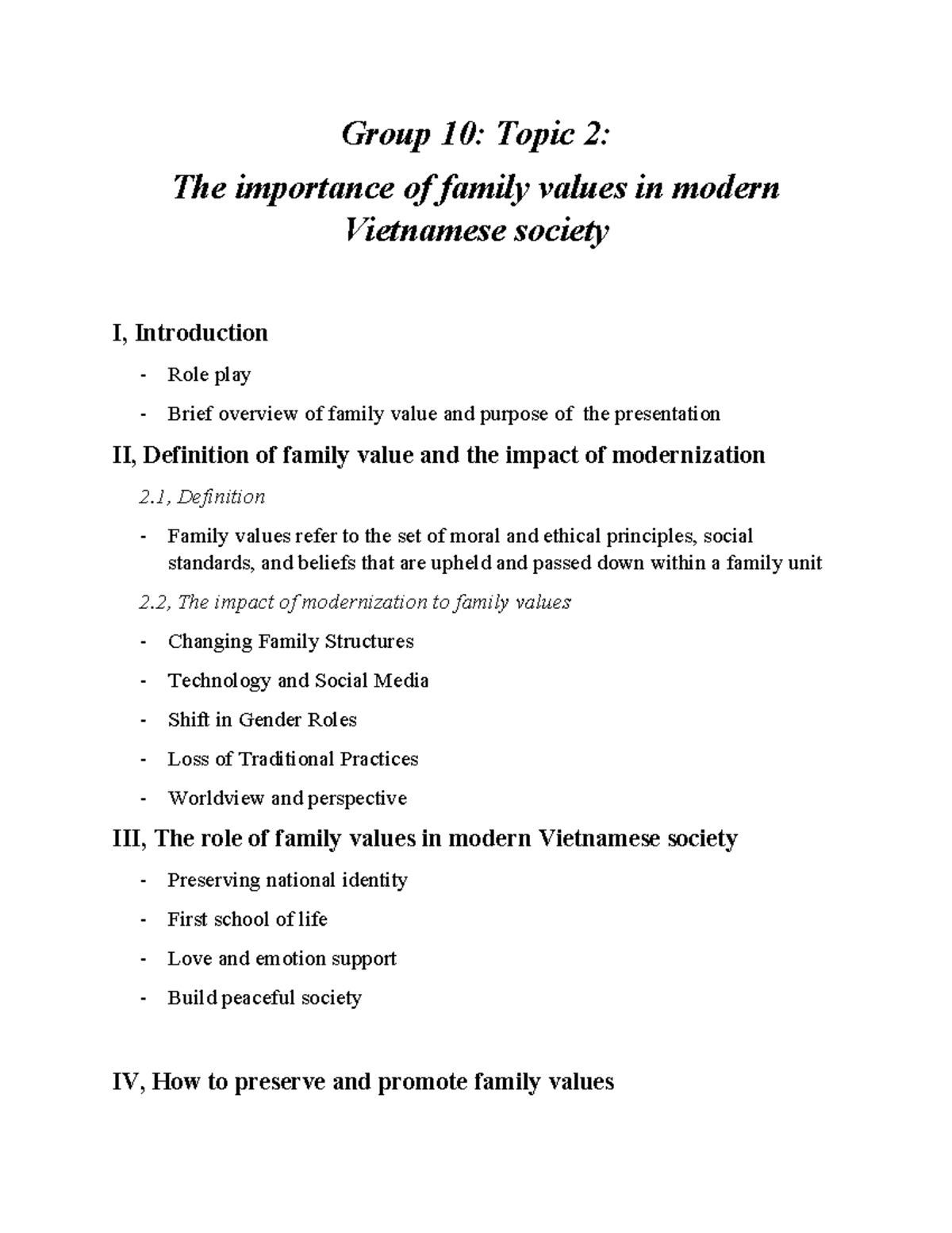 Group 10: The Role of Family Values in Modern Vietnam - Studocu