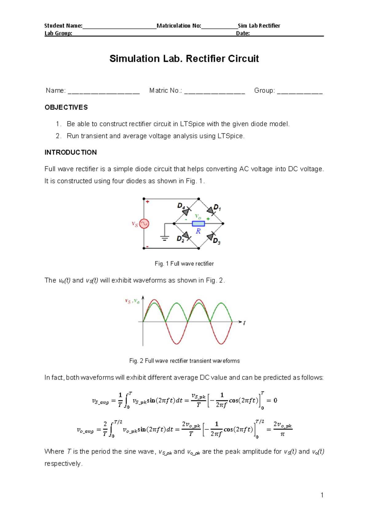 EE2027 Sim Lab rectifier - Lab Group: Date ...