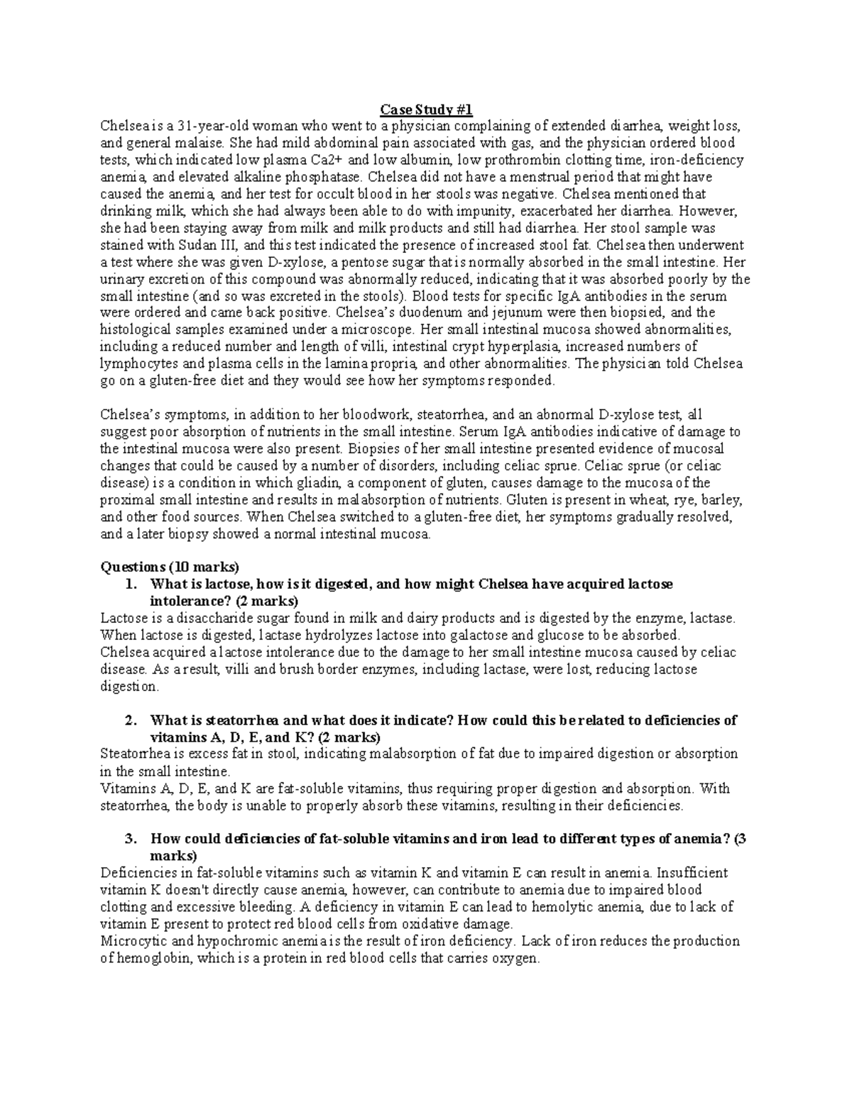 Case Study: Celiac Disease and Acute Nephritic Syndrome Analysis - Studocu