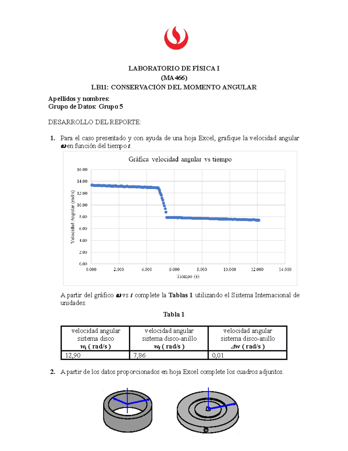 Informe de Lab 11: Conservación del Momento Angular (MA466) - Studocu
