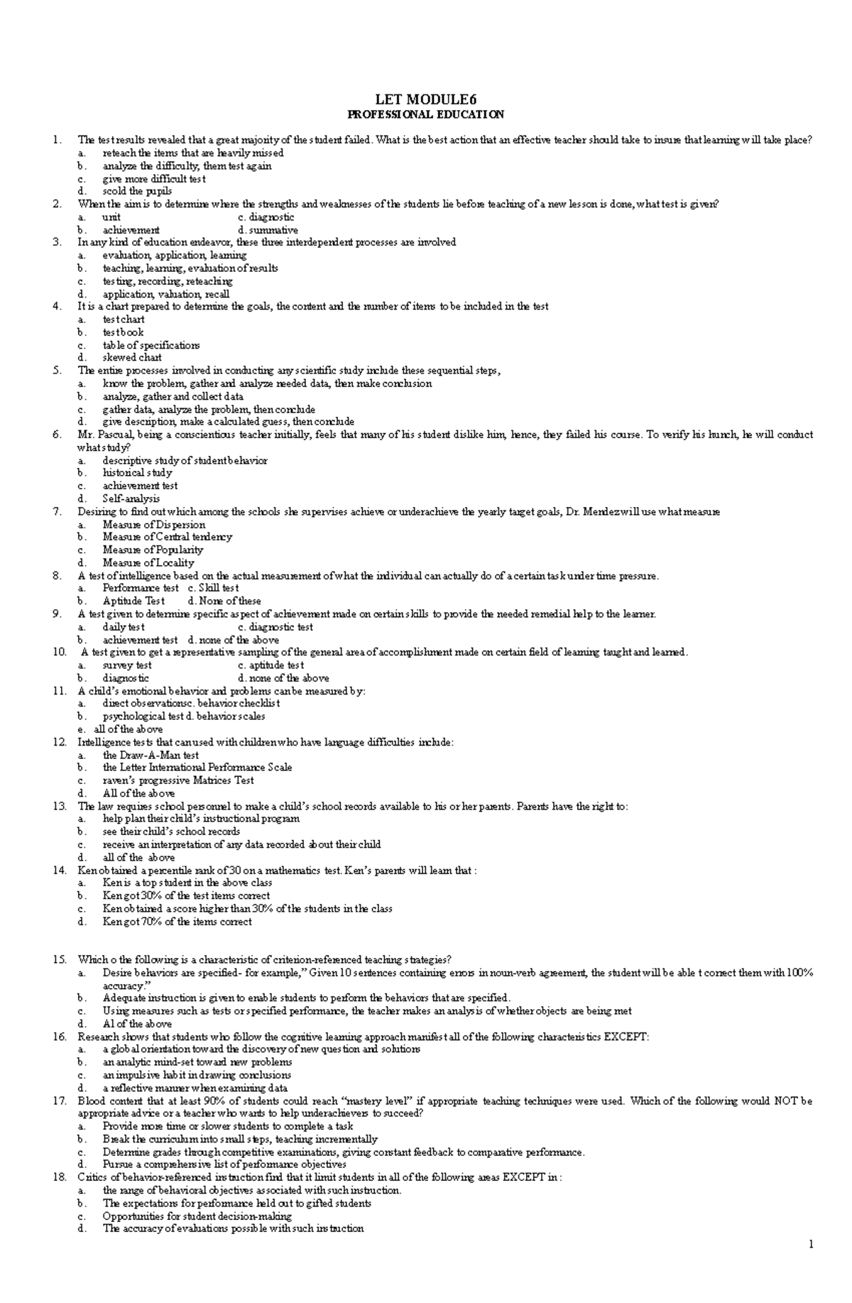 LET Module 6 - General Education Review and Key Concepts - Studocu