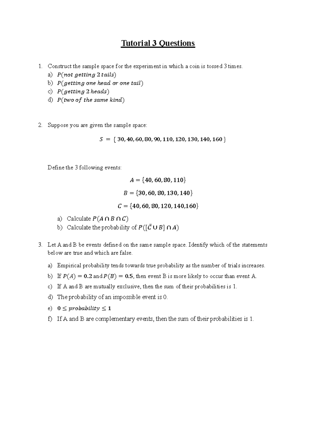 Chapter 3 Tutorial Questions - 4STT122 - Studocu