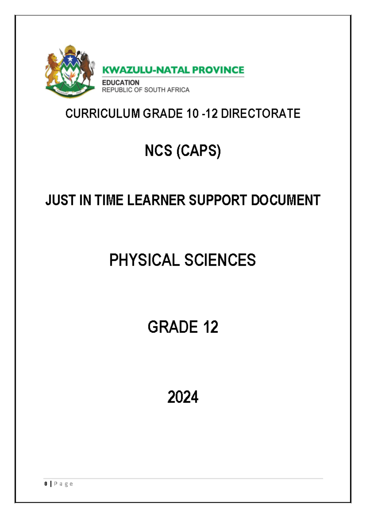 Grade 12 PHSC 2024 Final Curriculum Support Document - Studocu