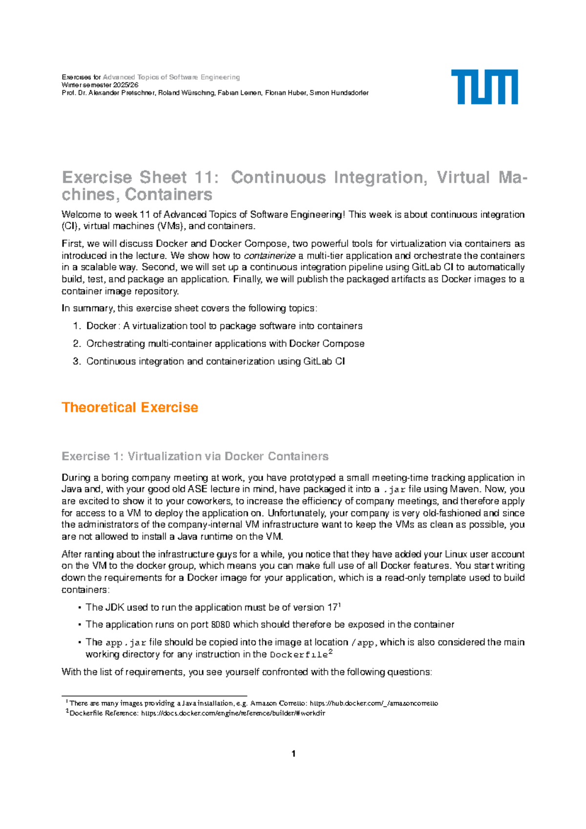 Exercise Sheet 11: CI, VMs & Containers in Advanced Software ...