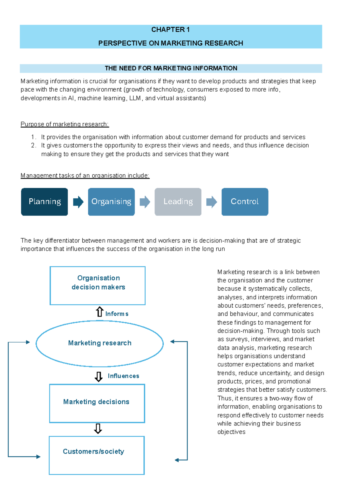 CHAPTER 1: PERSPECTIVES ON MARKETING RESEARCH AND ITS IMPORTANCE - Studocu