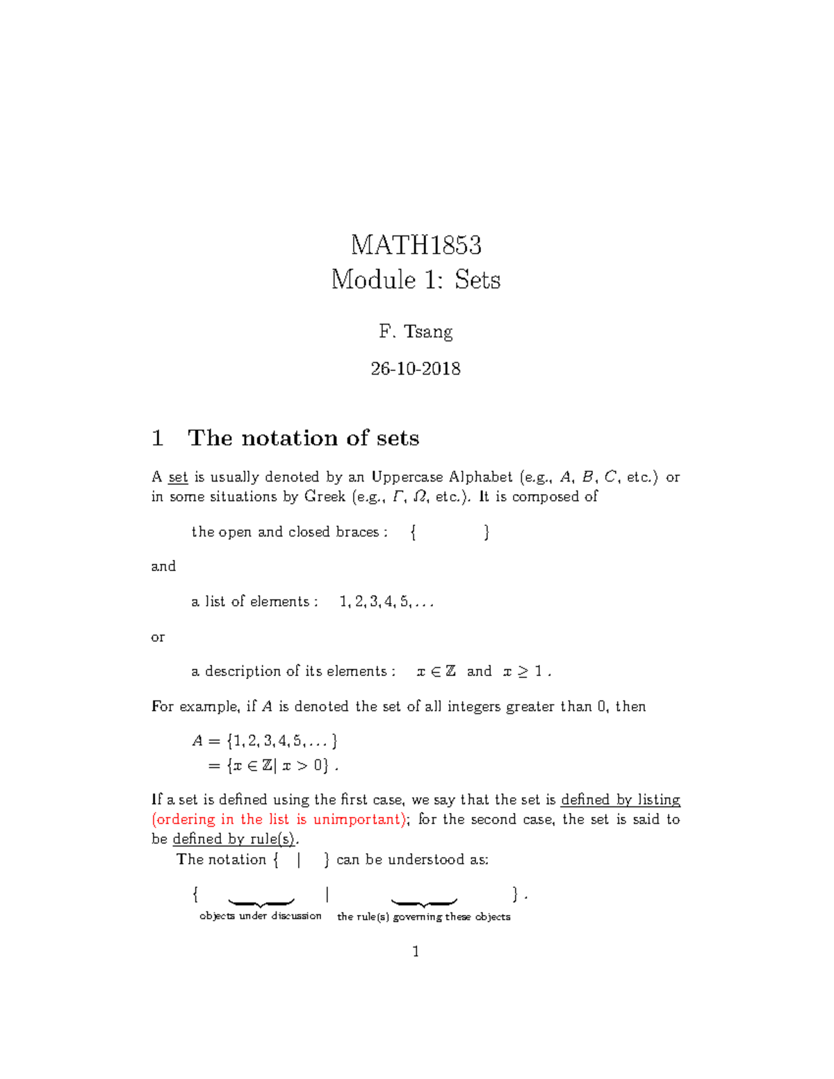 Module 1 Sets - Lecture notes 1 - MATH1853 Module 1: Sets F. Tsang 26 ...