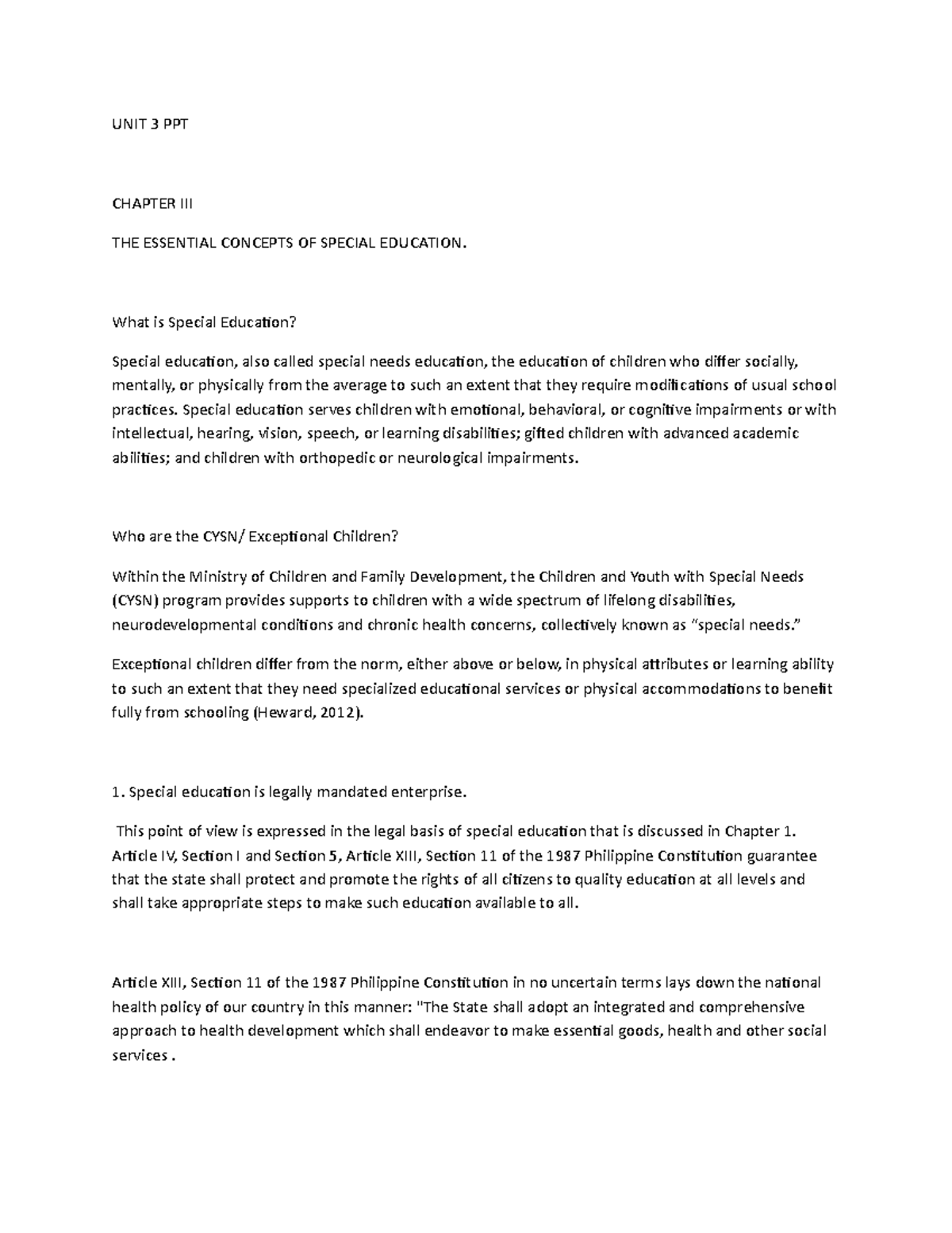 UNIT 3 CH 3: Essential Concepts of Special Education - WPS Office ...