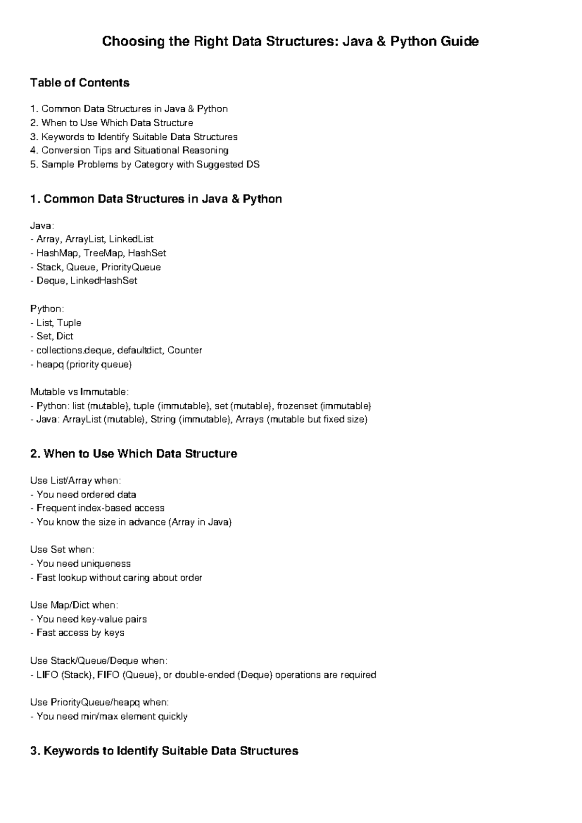 Data Structure Guide Java Python - Choosing the Right Data Structures ...