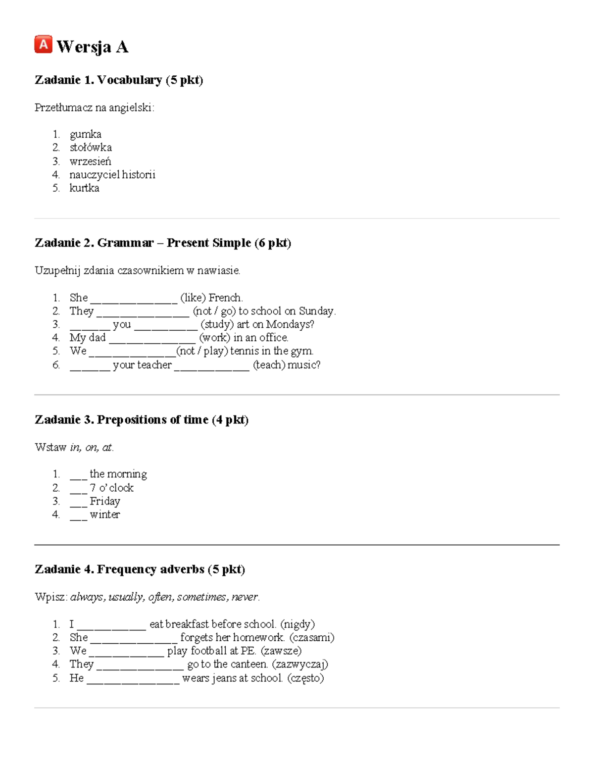 Super Powers 5 Unit 1 Test: Vocabulary, Grammar, and Writing Tasks ...