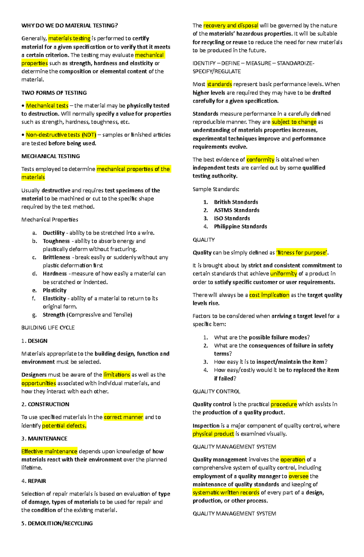 Construction Materials and Testing - WHY DO WE DO MATERIAL TESTING ...