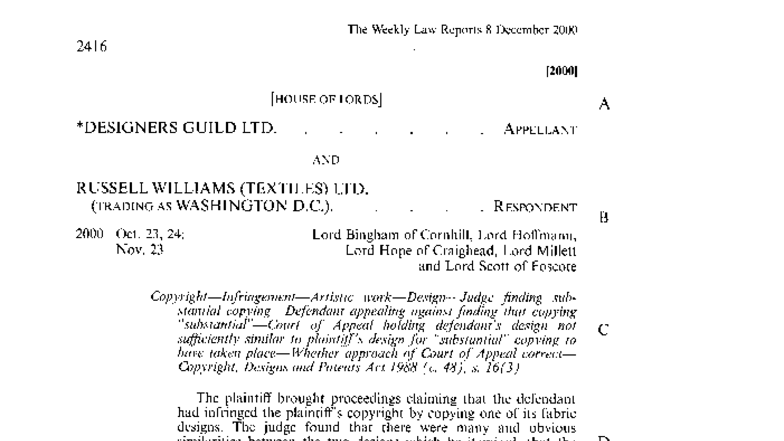 Designers Guild Ltd. v. Russell Williams (Textiles) Ltd. - Appeal ...