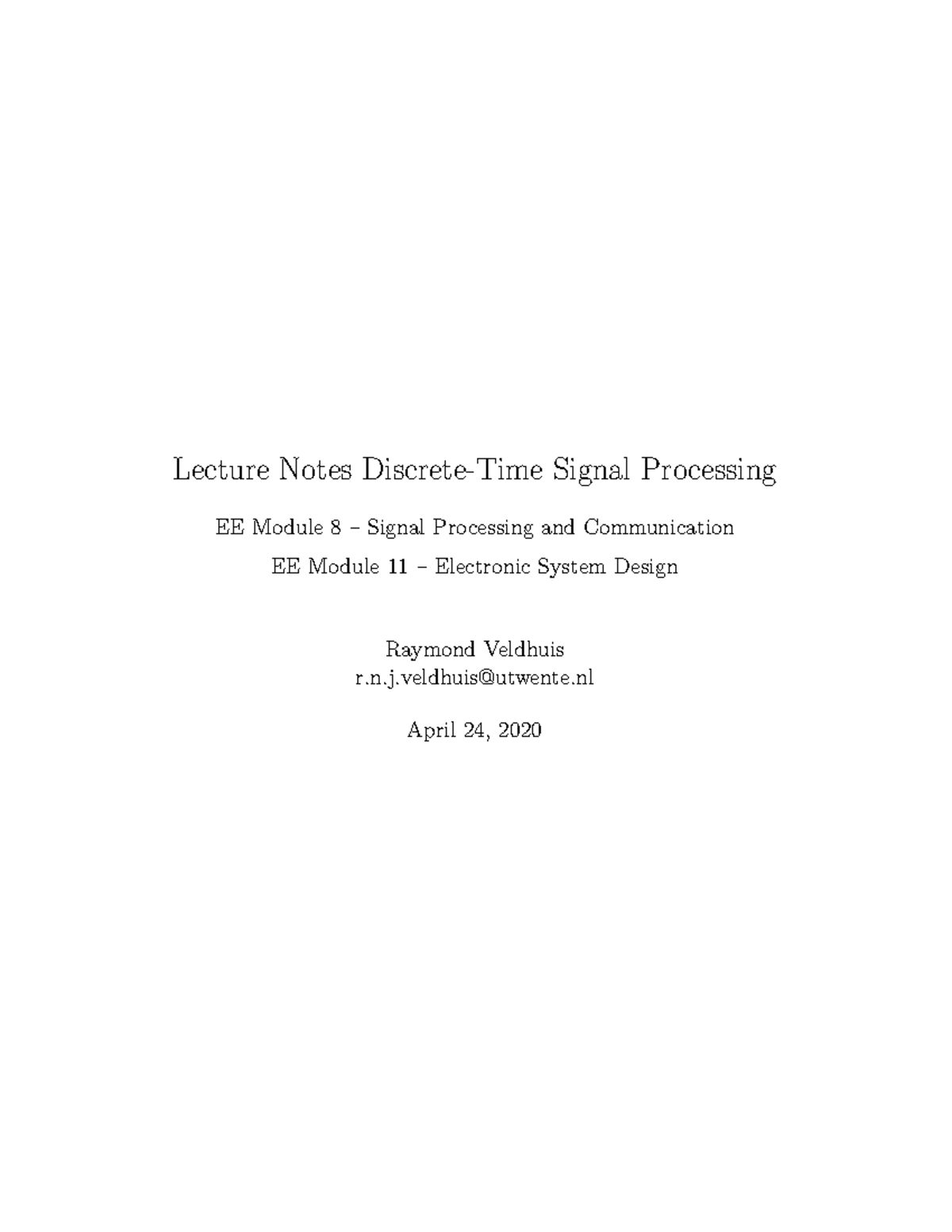 Digital Signal Processing Lecture Notes - EE Modules 8 & 11 - Studeersnel
