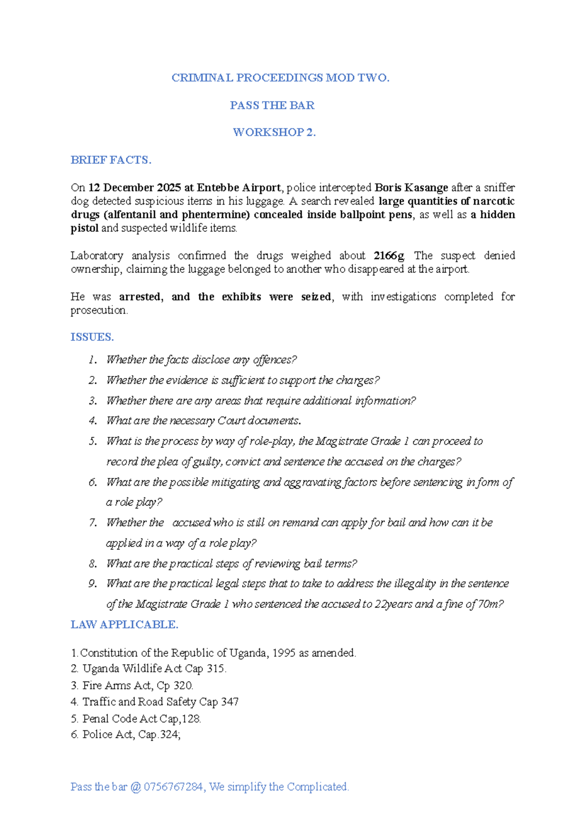 PASS THE BAR CRIMINAL PROCEEDINGS MOD 2: CASE STUDY OF BORIS KASANGE ...