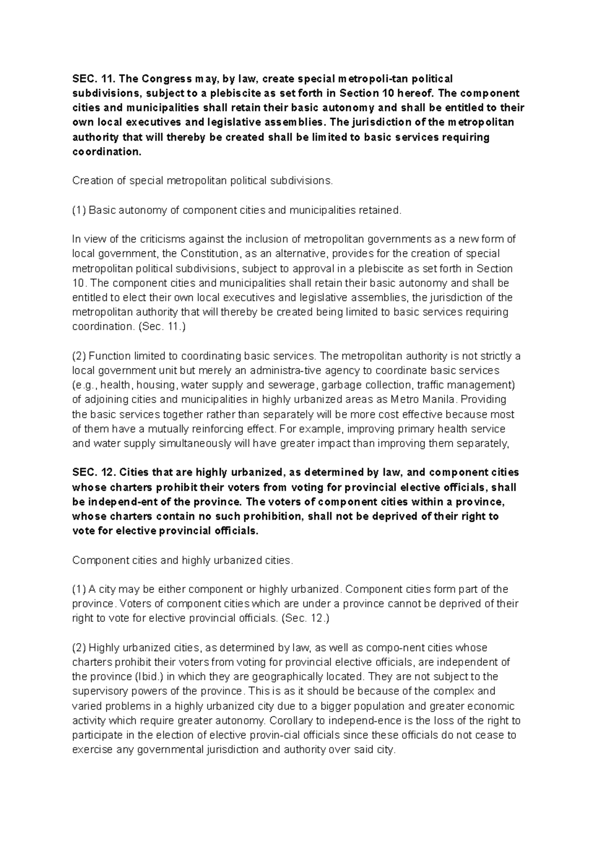 Article X: Sections 11-21 Overview on Local Government Autonomy and ...