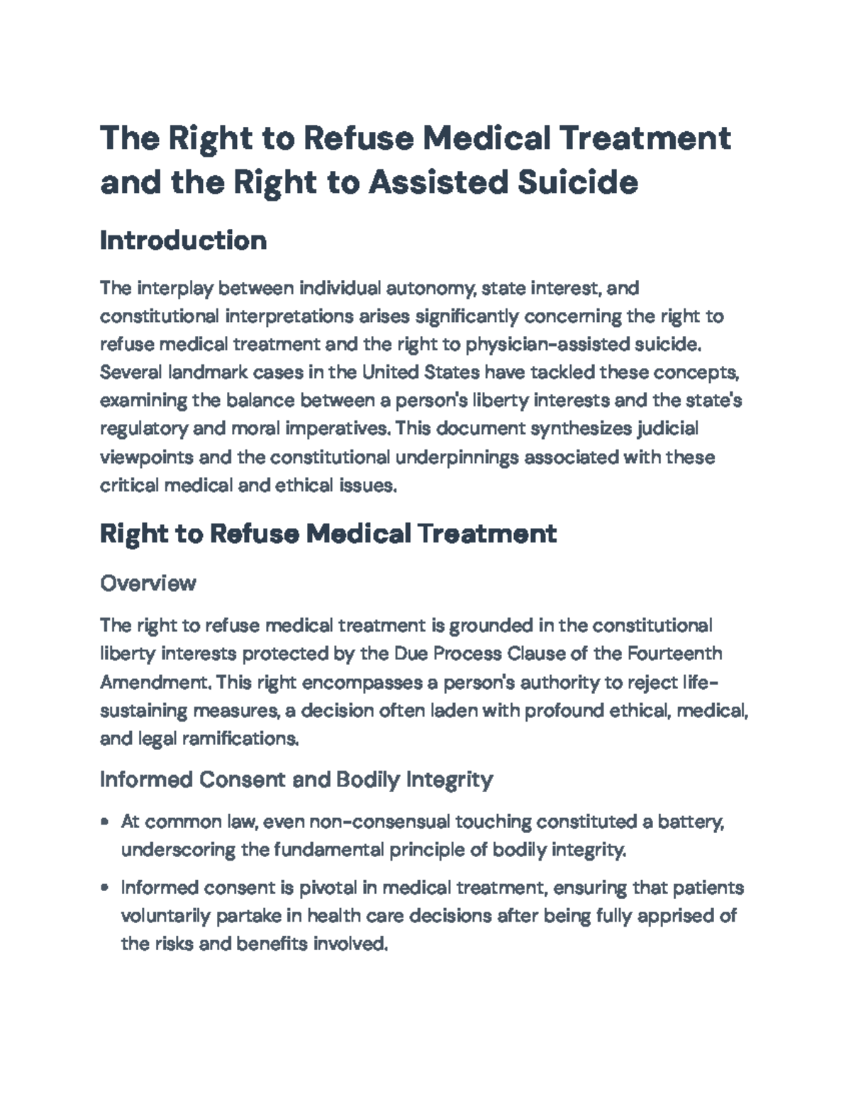 The Right to Refuse Medical Treatment & Physician-Assisted Suicide ...