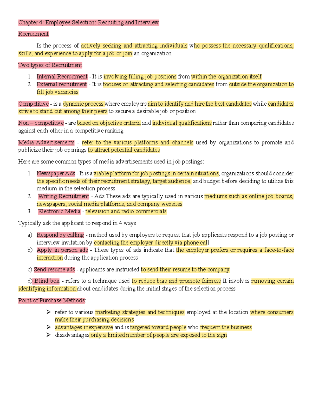 Chapter 4: Employee Selection Strategies in Recruitment and Interviewing - Studocu
