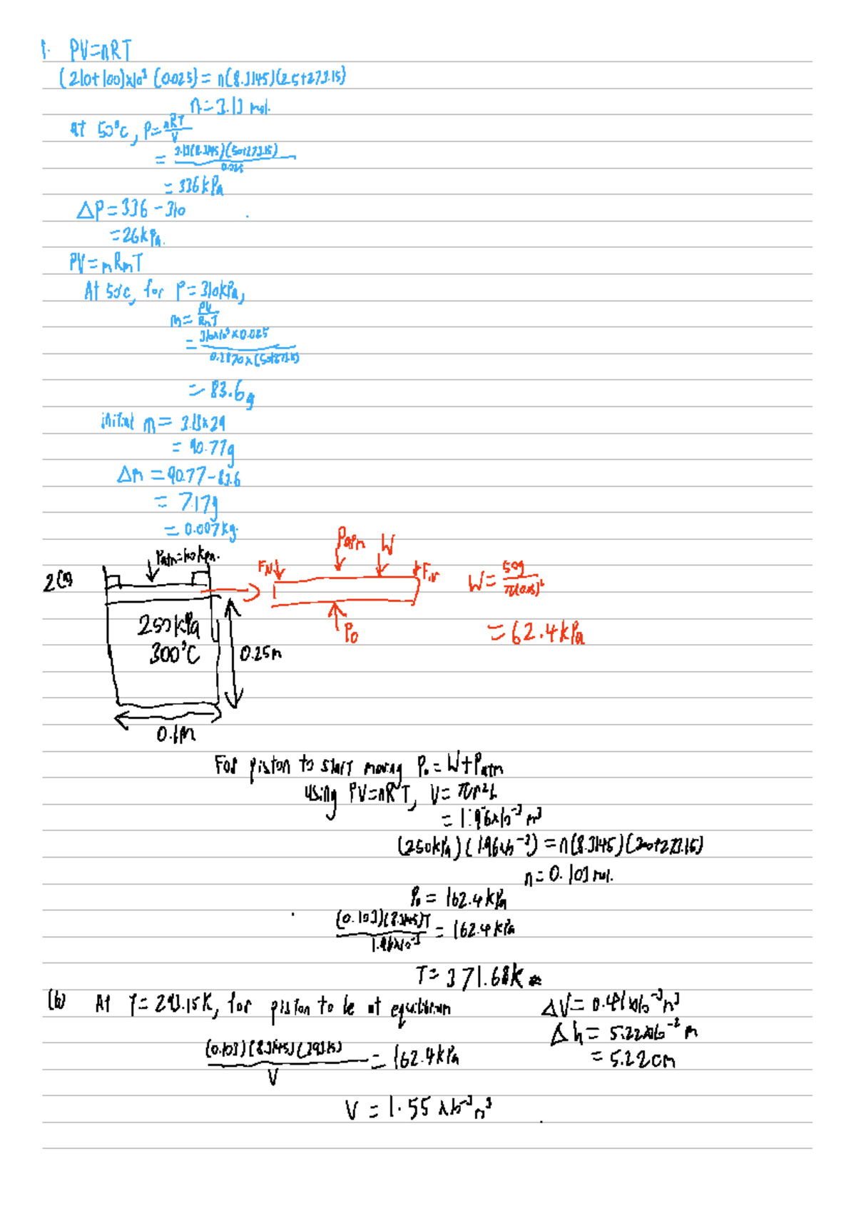 Tutorial 4: PV=nRT Applications and Calculations in Thermodynamics - Studocu