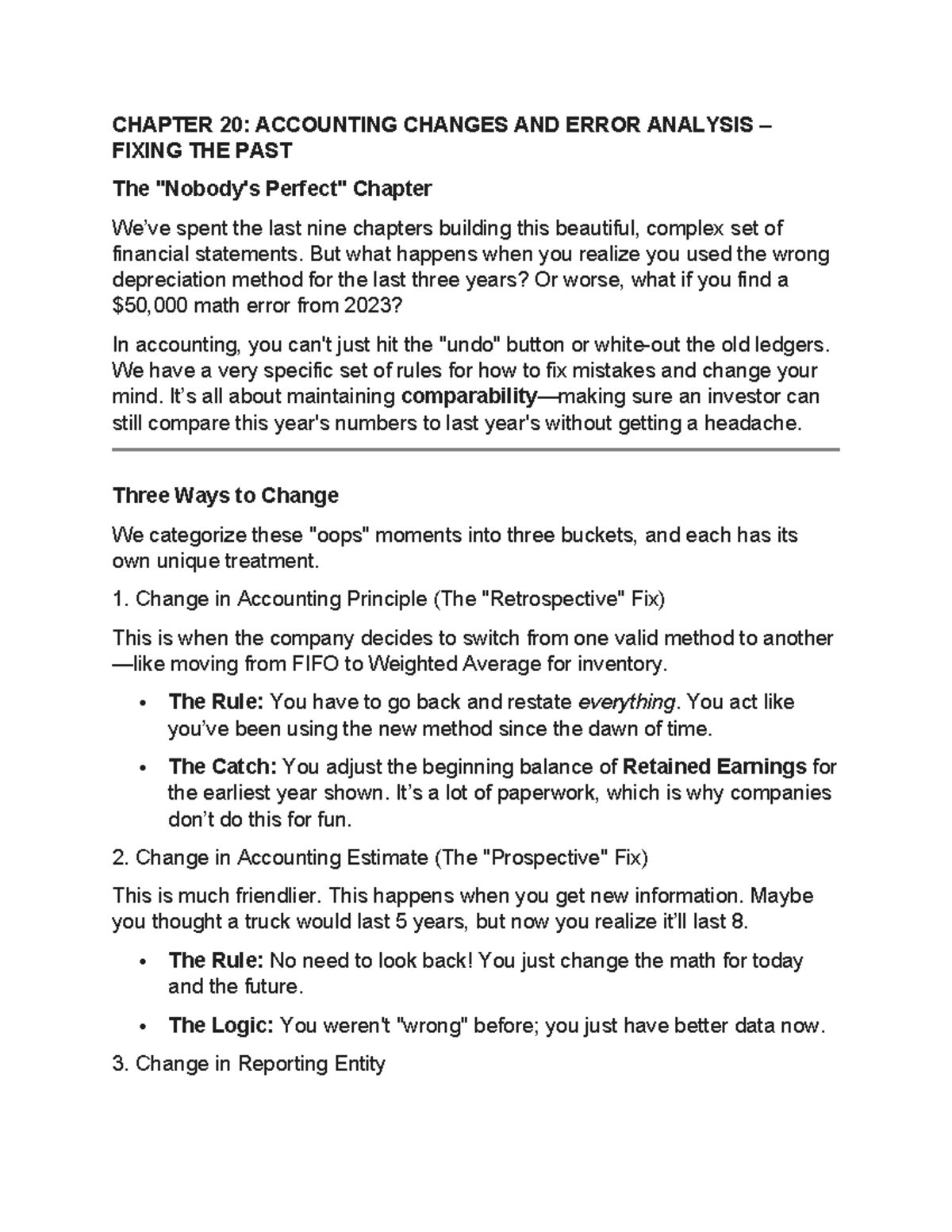 CHAPTER 20: ACCOUNTING CHANGES & ERROR ANALYSIS REVIEWER - Studocu