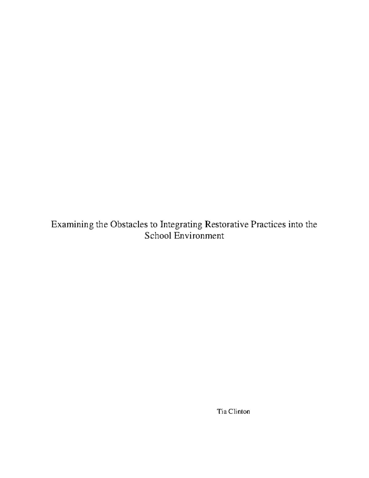 ENG 302: Examining Barriers to Restorative Practices in Schools - Studocu