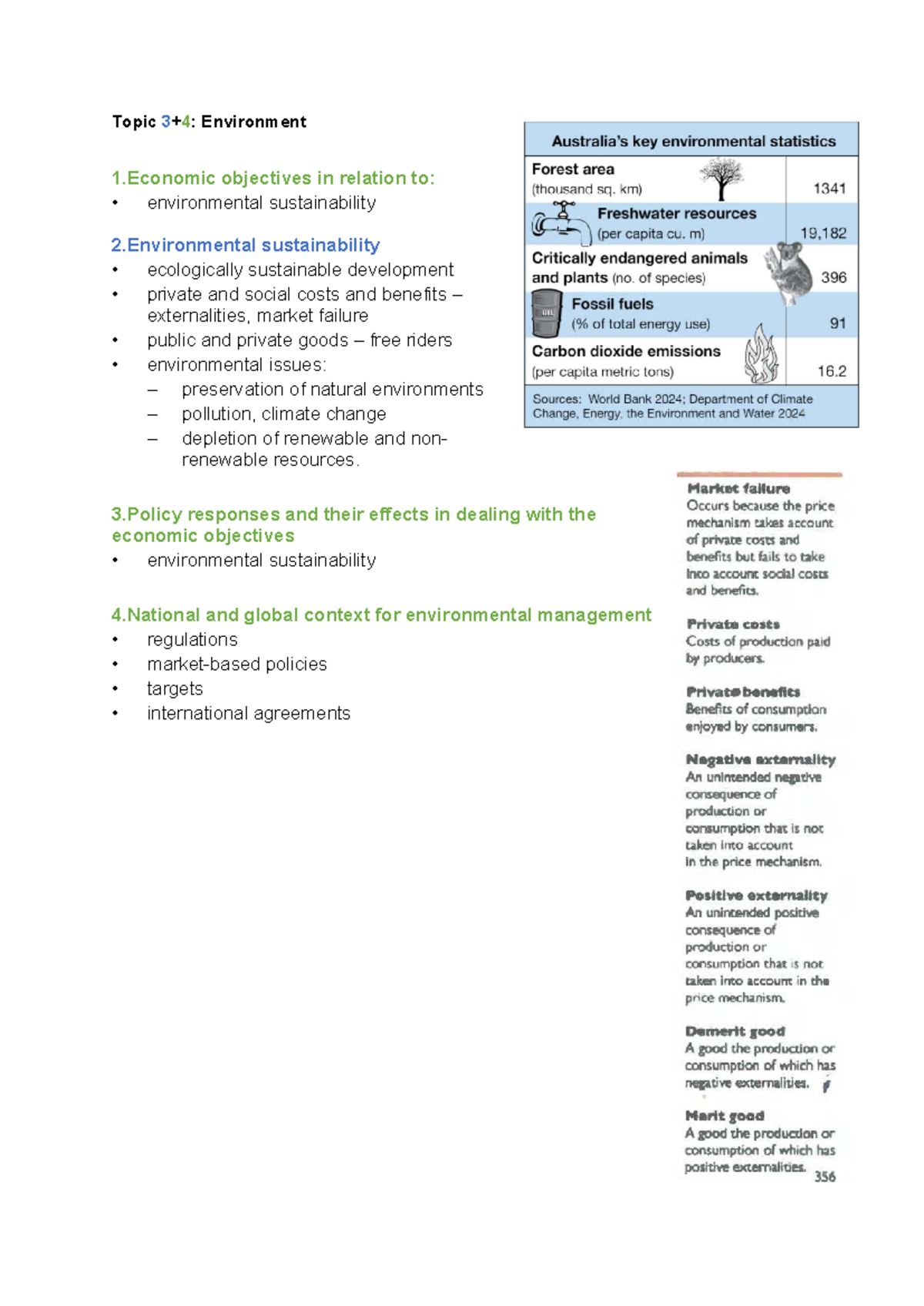 Environmental Sustainability and Economic Objectives: 12.1-12.4 - Studocu