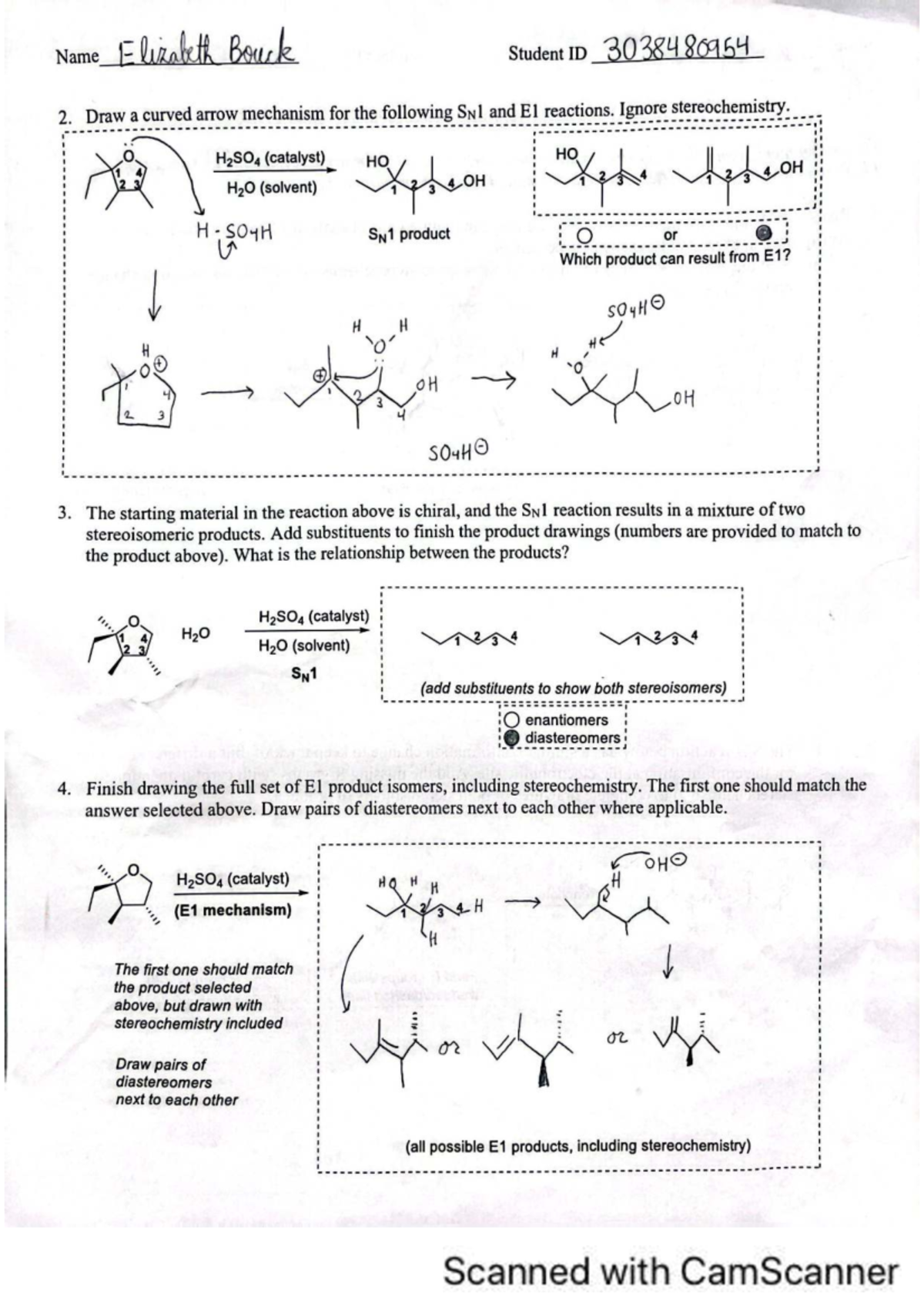 SN1 and E1 Reaction Mechanisms with Stereochemistry Analysis - Studocu