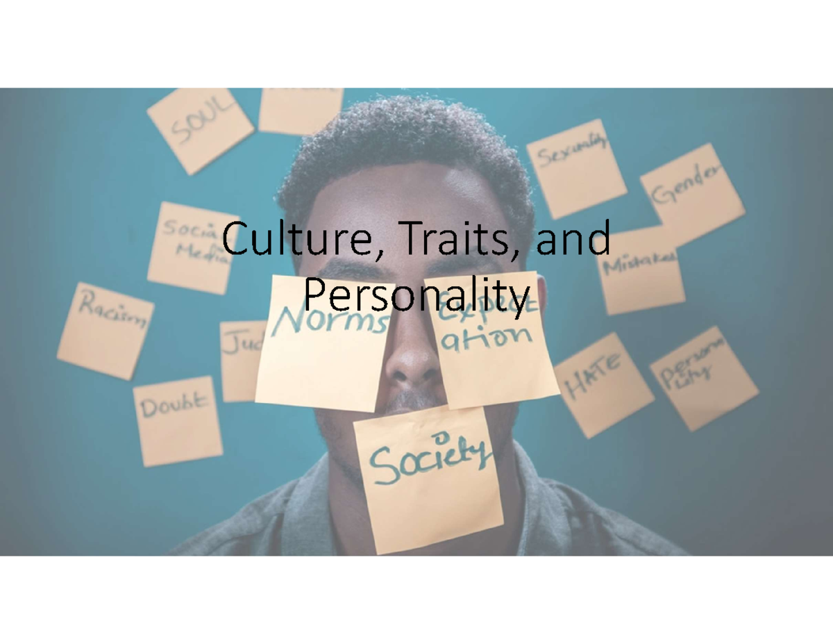 Cultural Perspectives on Self & Personality: Week 7 Lecture Notes - Studocu