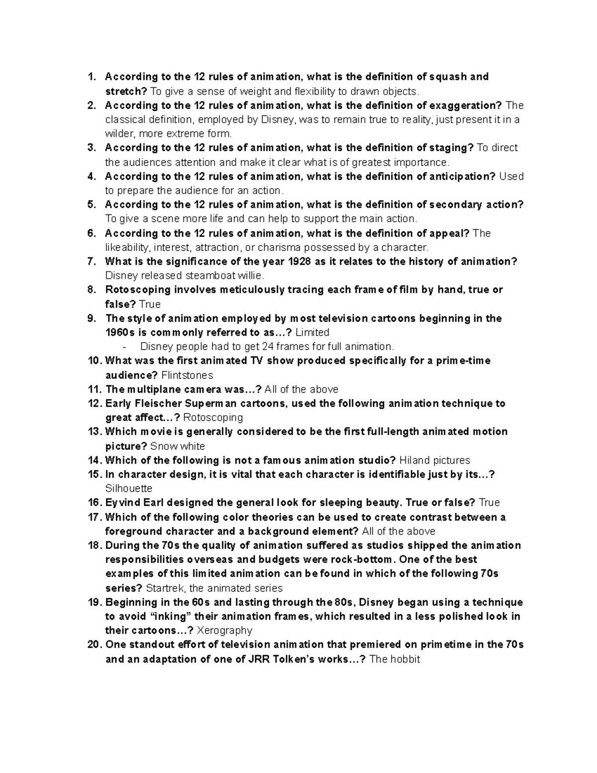 Animation (Animation 101) Mid-Term Notes: Key Concepts and History ...