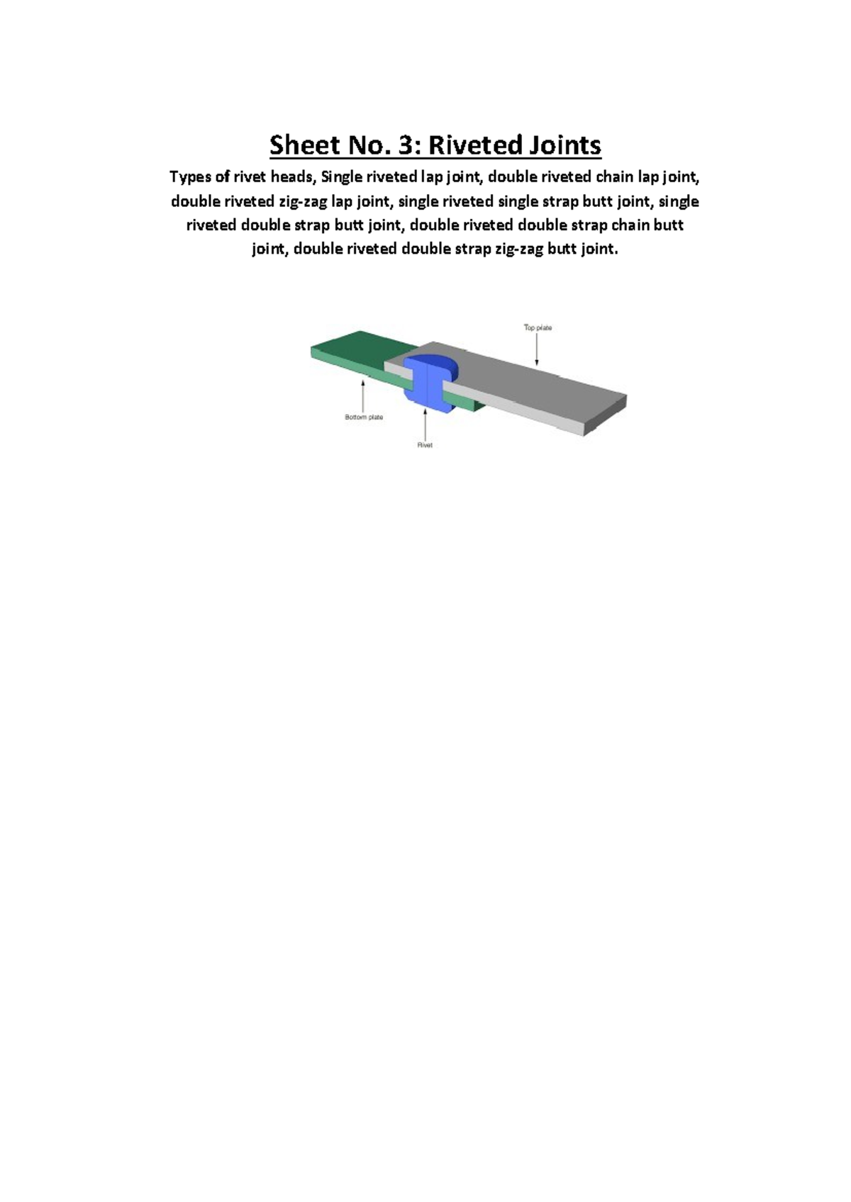 Rivet Joints: Types & Drawing Exercises for Engineering Design - Studocu